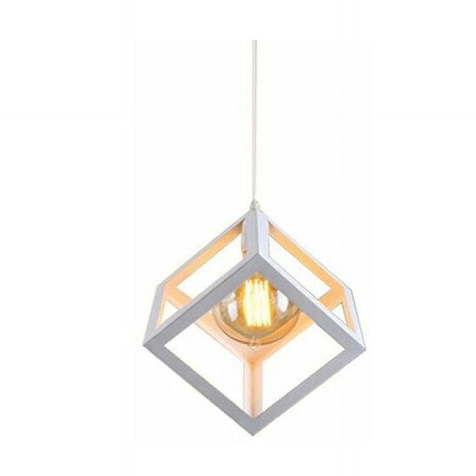 Wrought Iron Ceiling Fixture with Suspended Shade for Modern Interiors Geometric Iron Cube ...