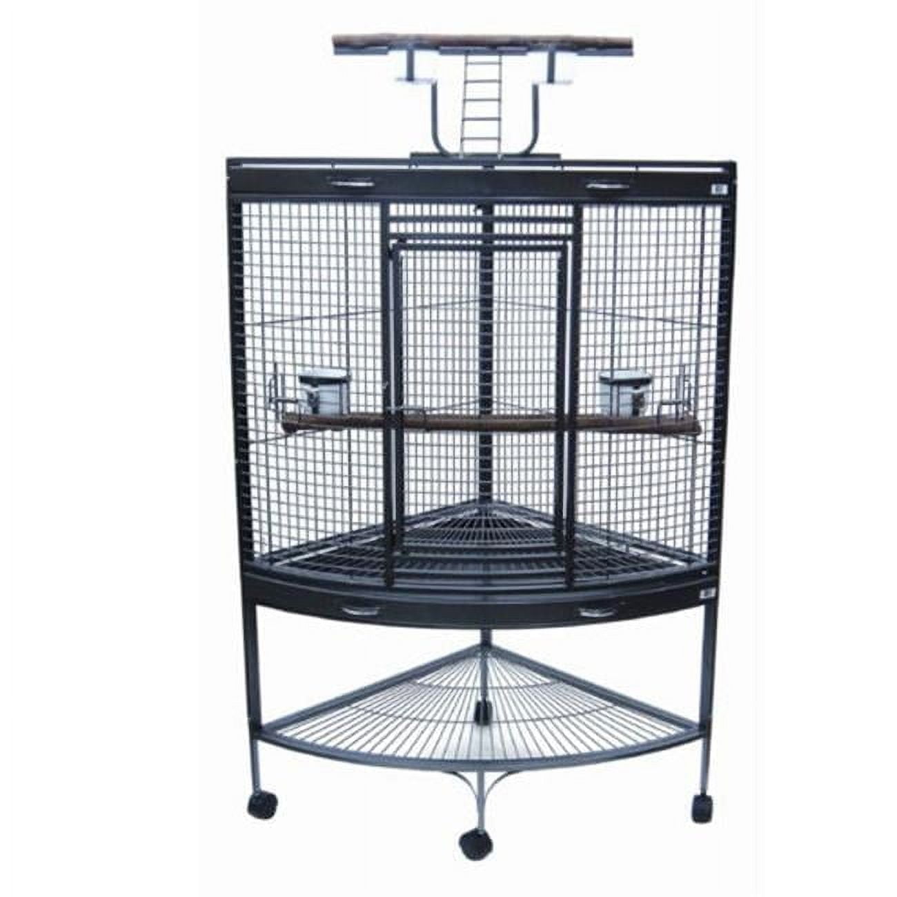 Wrought Iron Corner Parrot Cage in Antique Silver - Walmart.com