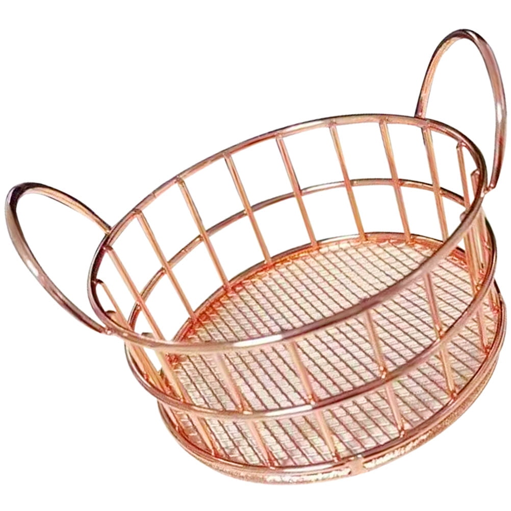 ifundom Small Rose Gold Basket for Desk Stainless Steel Jewelry Storage ...