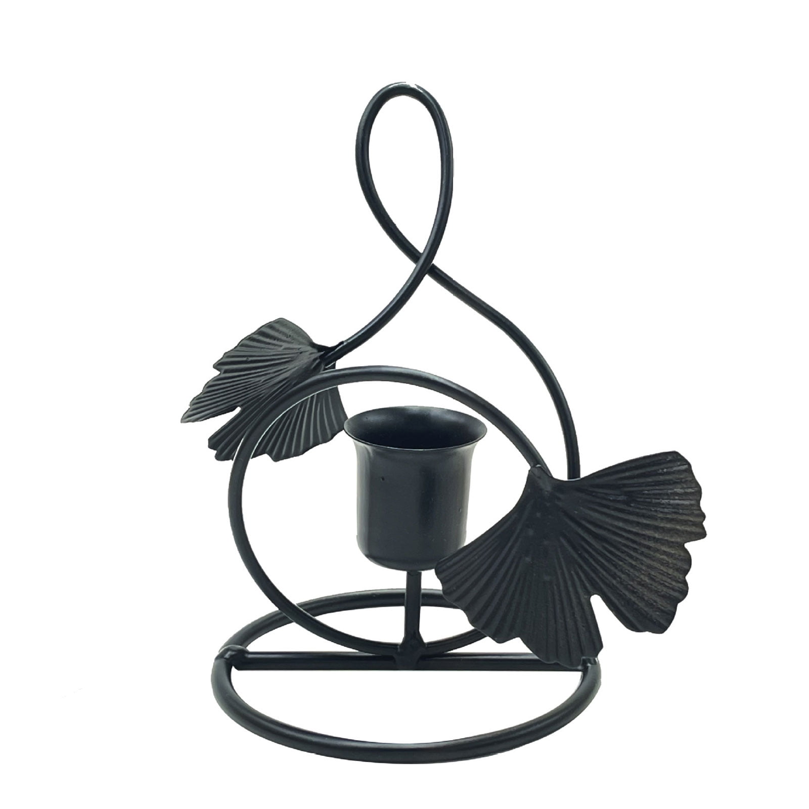 Wrought Iron Ginkgo Leaf Love Heart Candle Holder Metal Candlestick ...