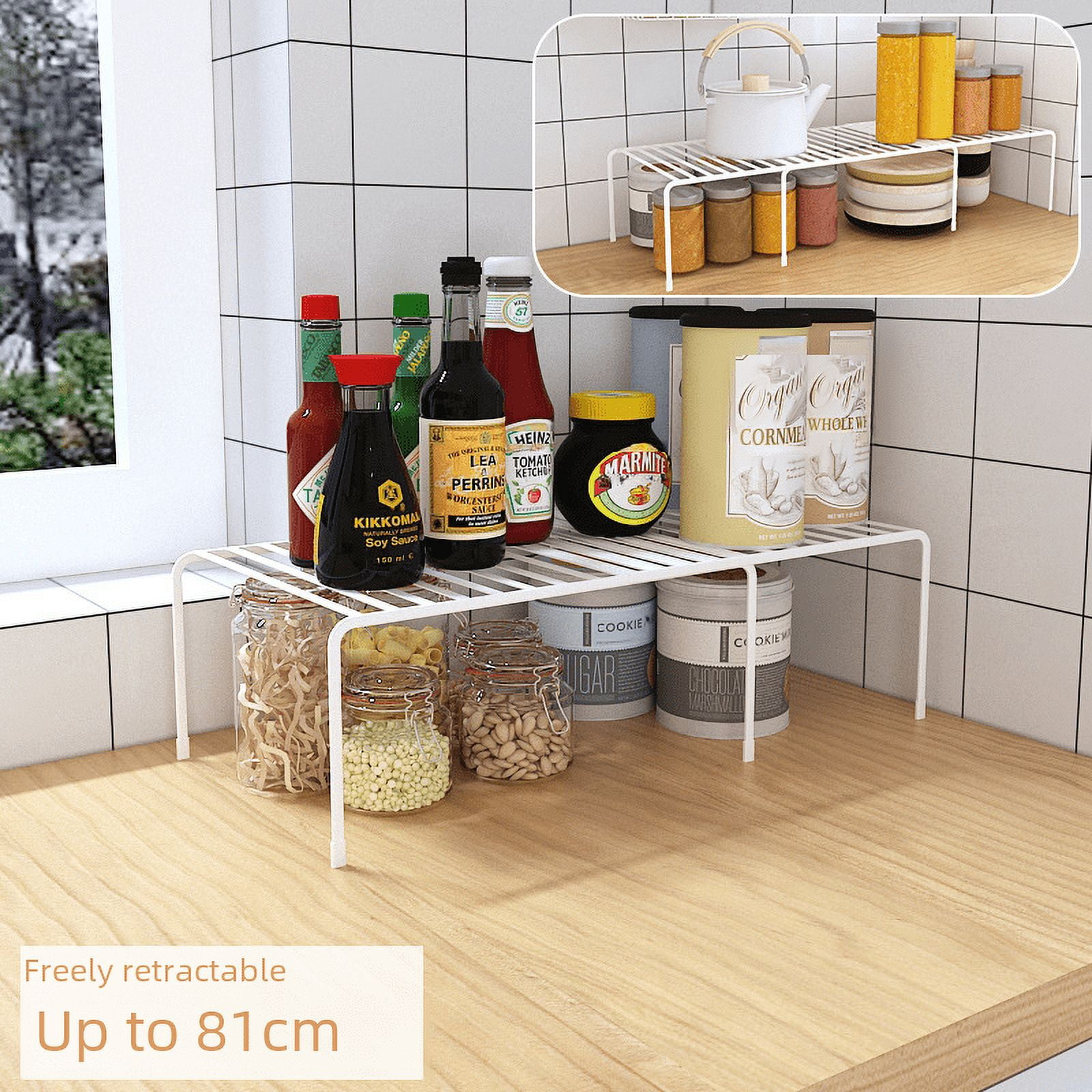 Wrought Iron Kitchen Rack Extendable Table Top Pot Rack Cabinet Storage ...