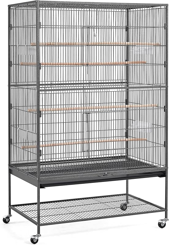 Wrought Iron Large Flight Parrot Bird Cage with Rolling Stand for ...