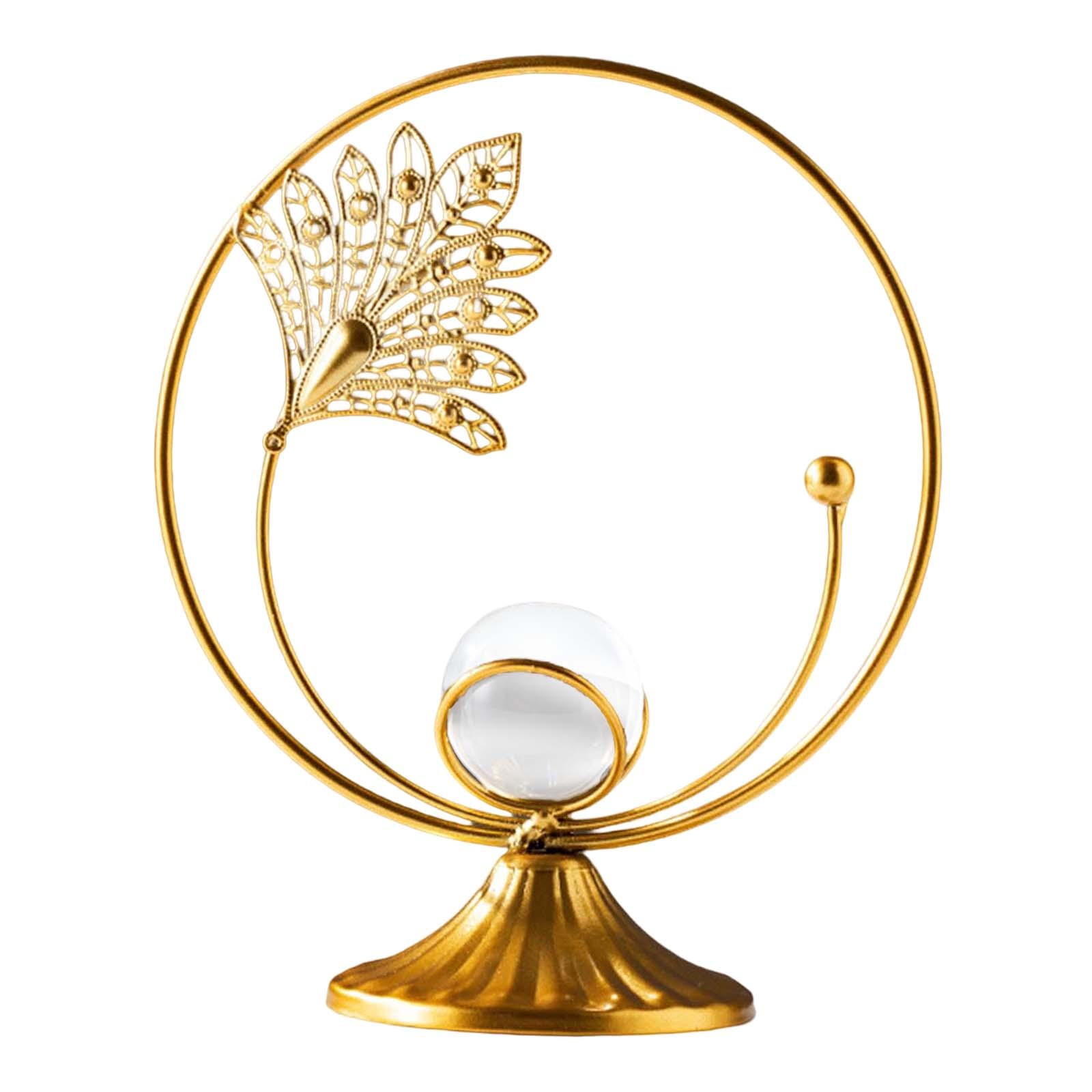 Wrought Iron Leaves Statue Crystal Ball Leaf Ornament Table ...