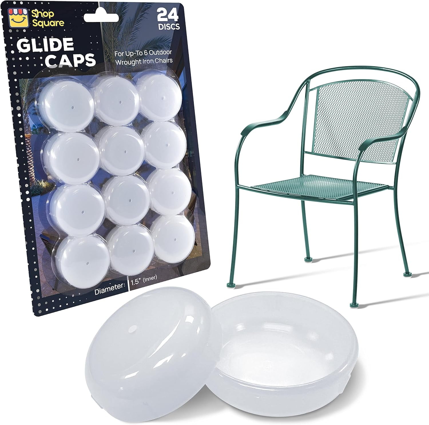 Wrought Iron Patio Furniture Feet Caps (24 Pack, White) - 1.5" Round ...