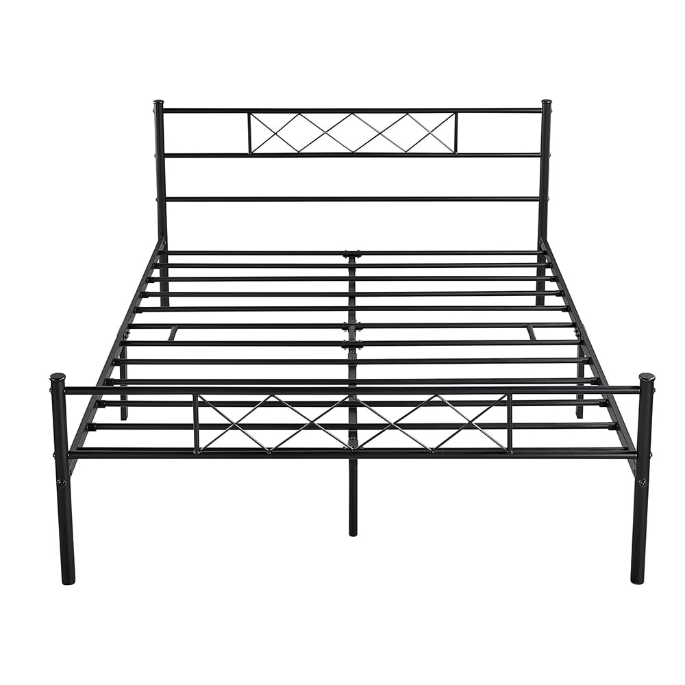 Wrought Iron Queen Bed Frame, Metal Platform with Headboard and ...