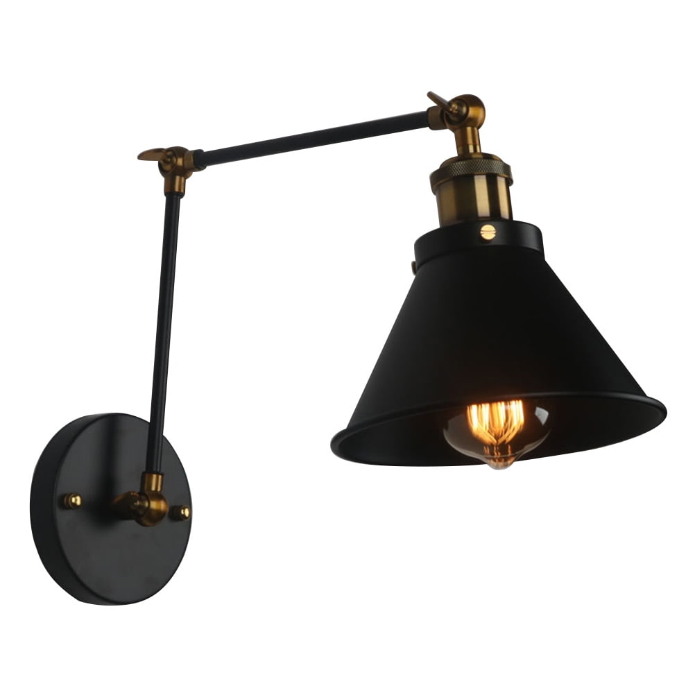 Wrought Iron Wall Lamp Antique Decorative Light Shade Adjustable Long ...