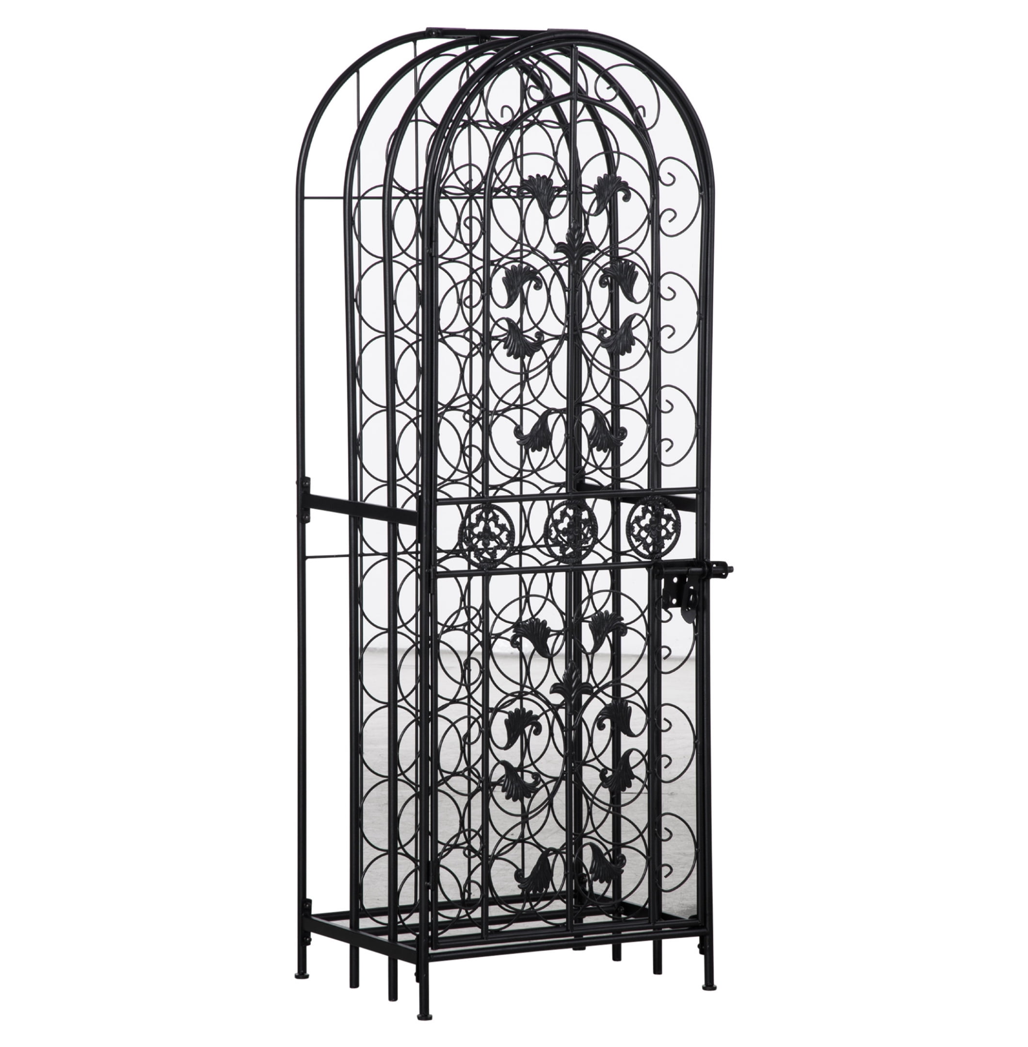 Wrought Iron Wine Rack Jail with Lock 45 Bottle,Black - Walmart.com