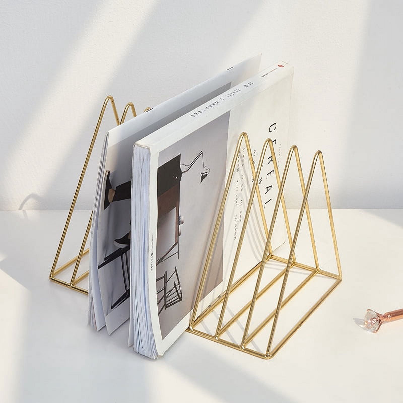Wrought iron CD vinyl record storage rack bookshelf triangle book ...