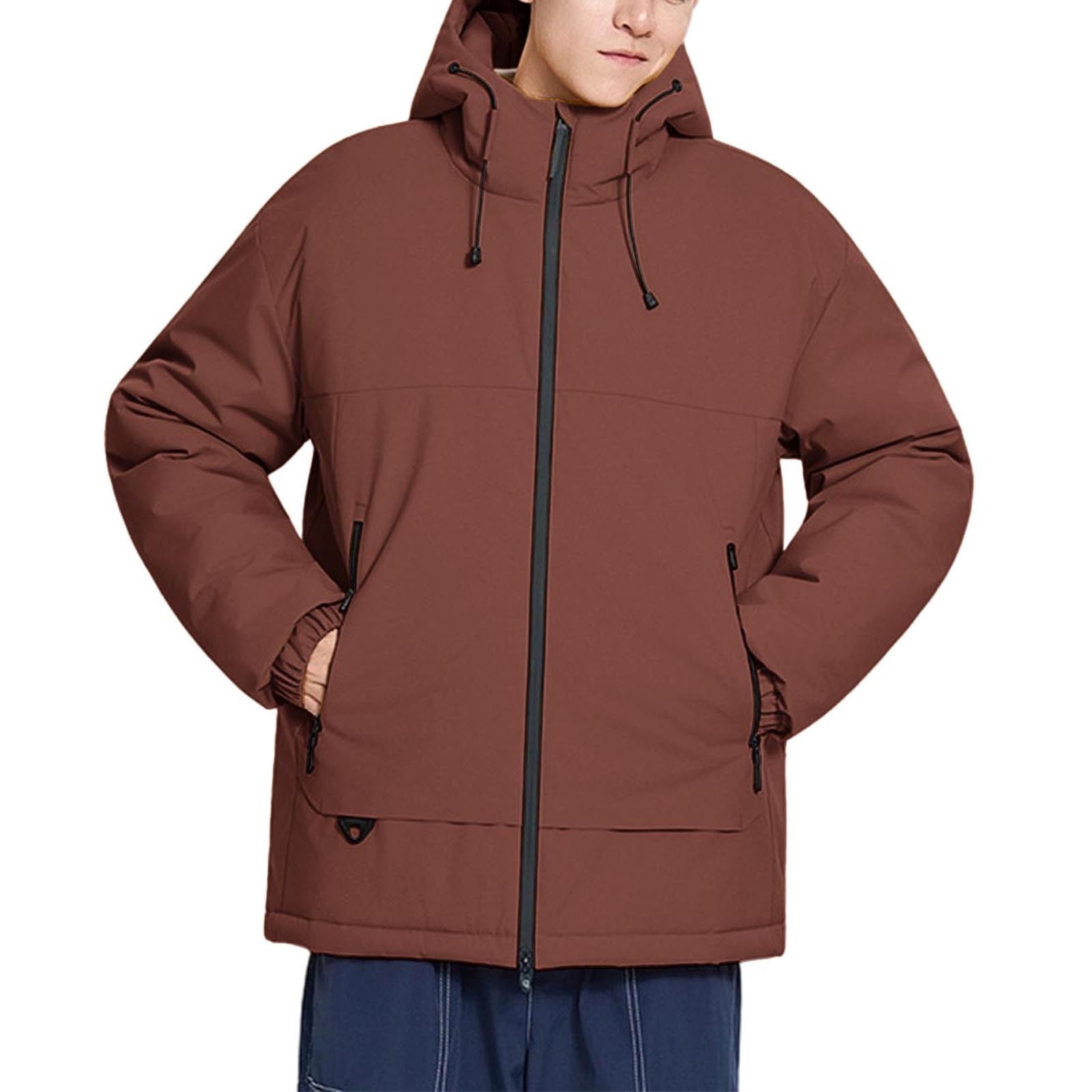 Wrtxtat Men's Rain Jacket Fashion Winter Insualted Tops Outdoor ...
