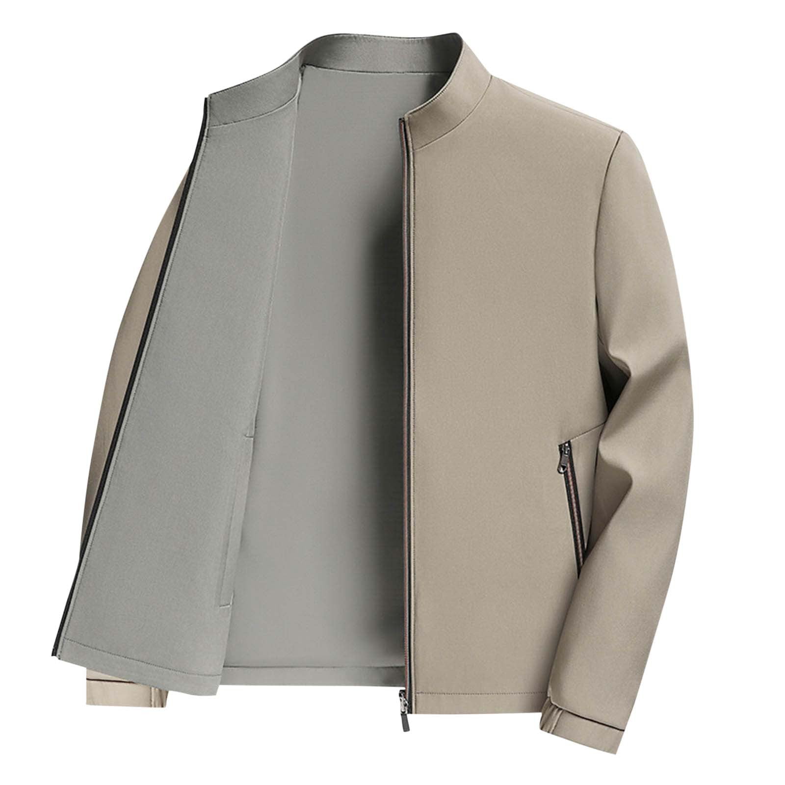 Wrtxtat Men's Reversible Bomber Jackets Autumn Casual Midweight ...