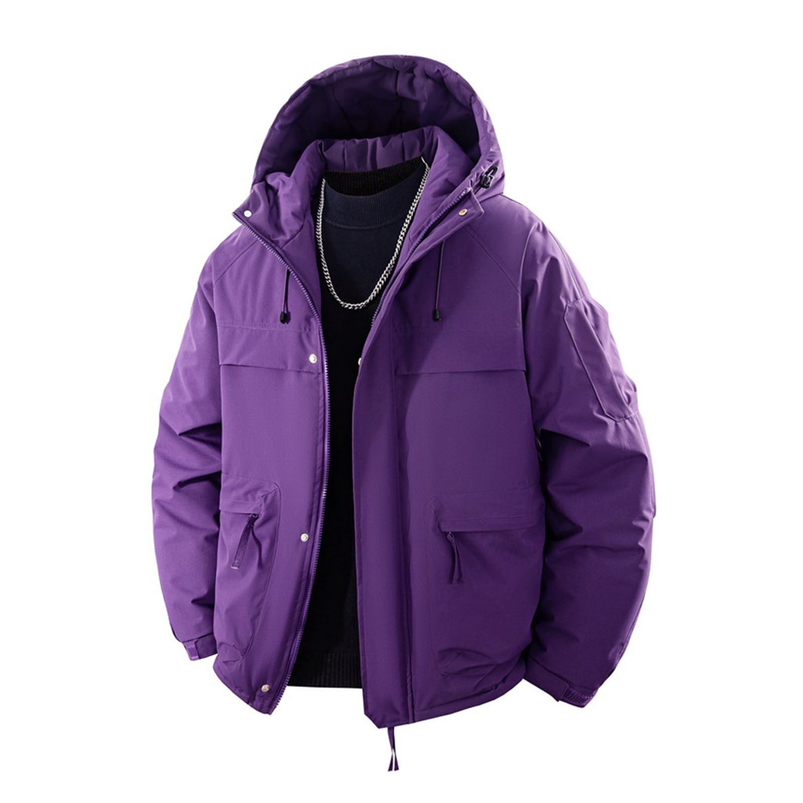 Wrtxtat Men's Snow Jackets Warm Heavyweight Solid Color Waterproof ...