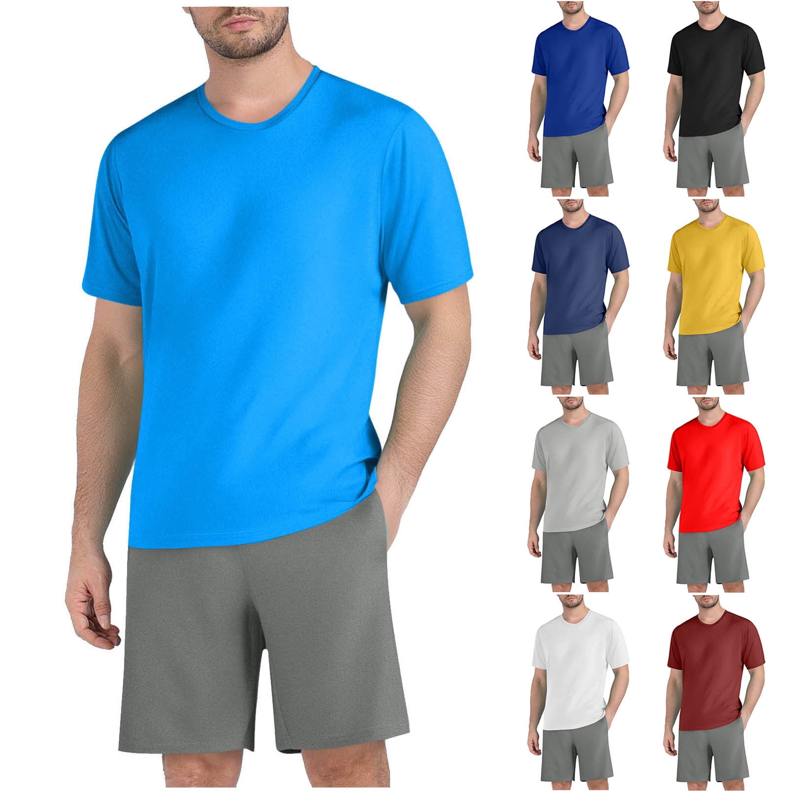 Wrtxtat Men's Summer Tracksuits Crew Neck Plain Tee Shirt Shorts 2 ...