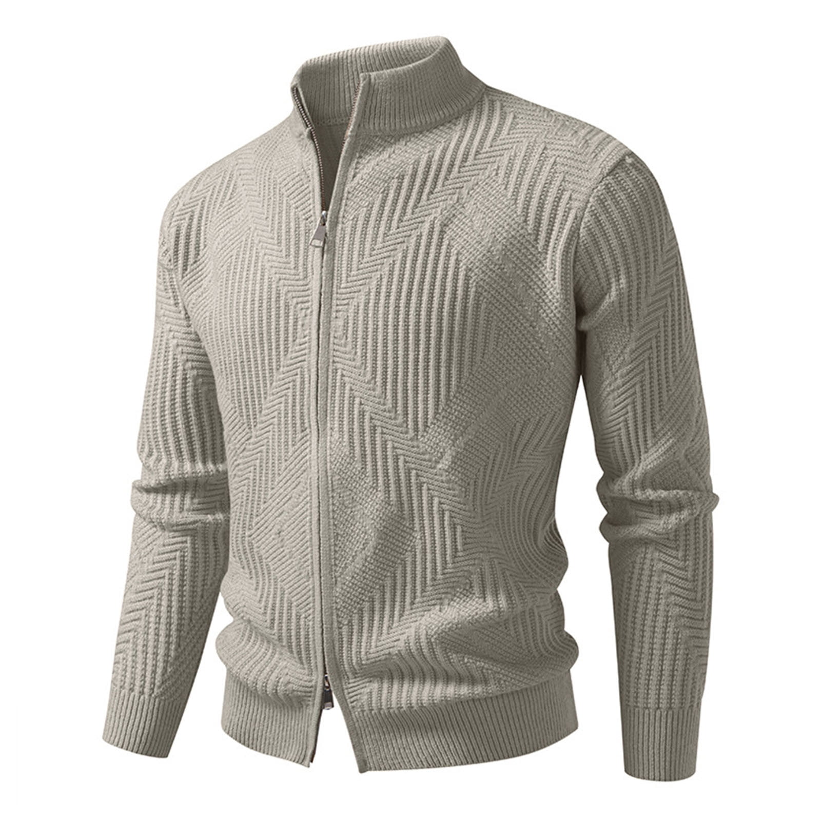 Wrtxtat Men's Zip-Up Cardigan Casual Fashion Mock Neck Windproof ...