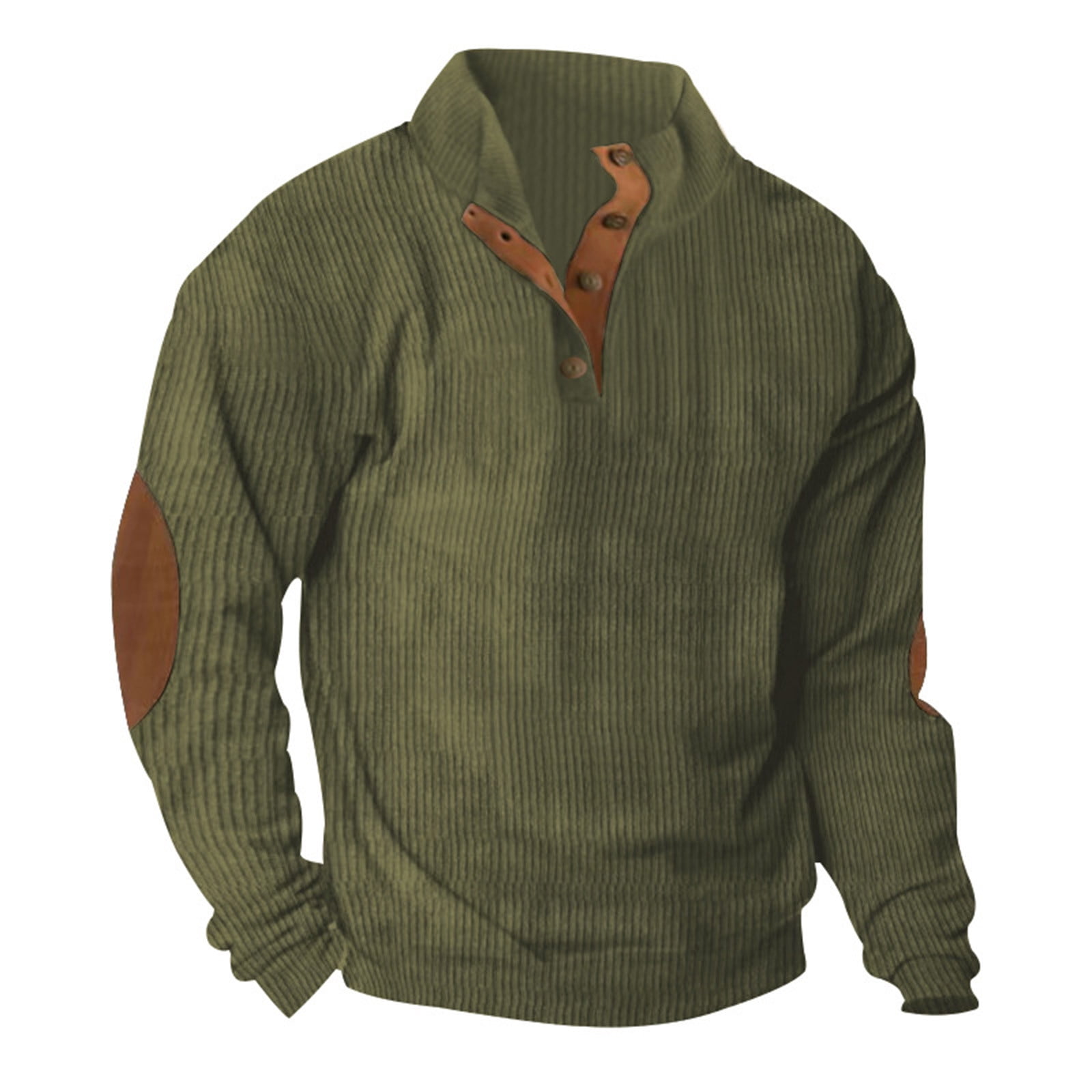 Wrtxtat Mens Corduroy Athletic Sweatshirt Casual Stand Collar Button Up ...