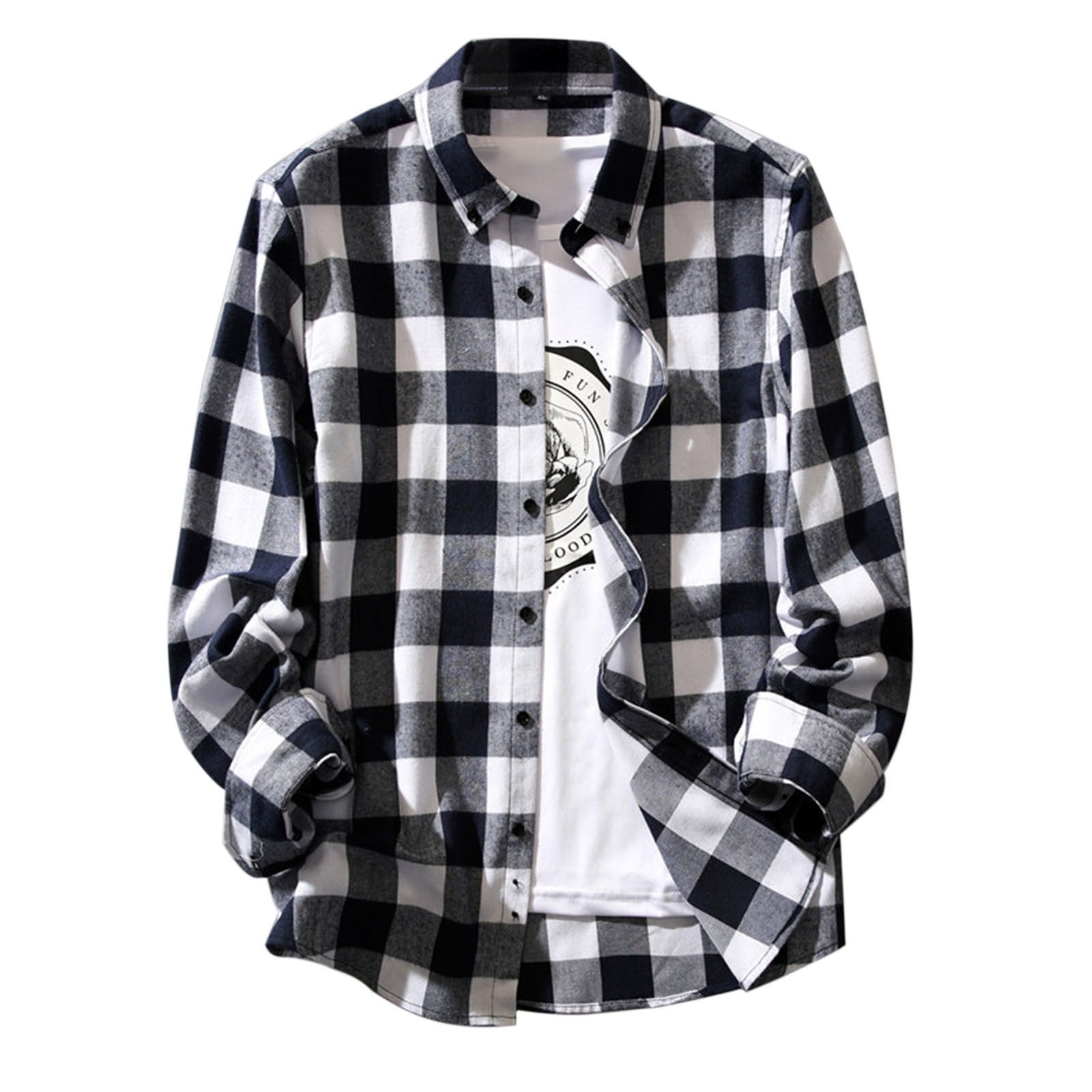 Wrtxtat Mens Flannel Shirts Long Sleeve Button Down Shirt with Pocket ...