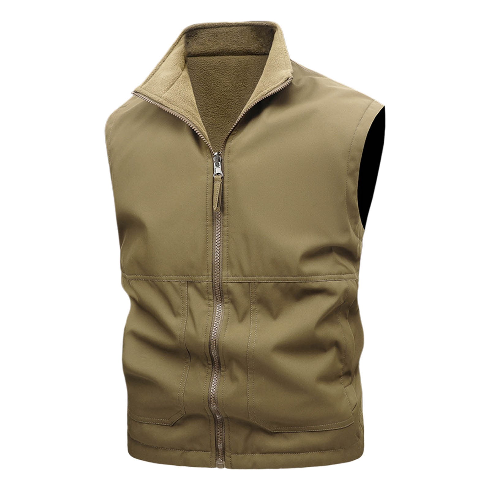 Wrtxtat Softshell Vest for Men Cargo Style Lightweight Full Zip Lapel ...