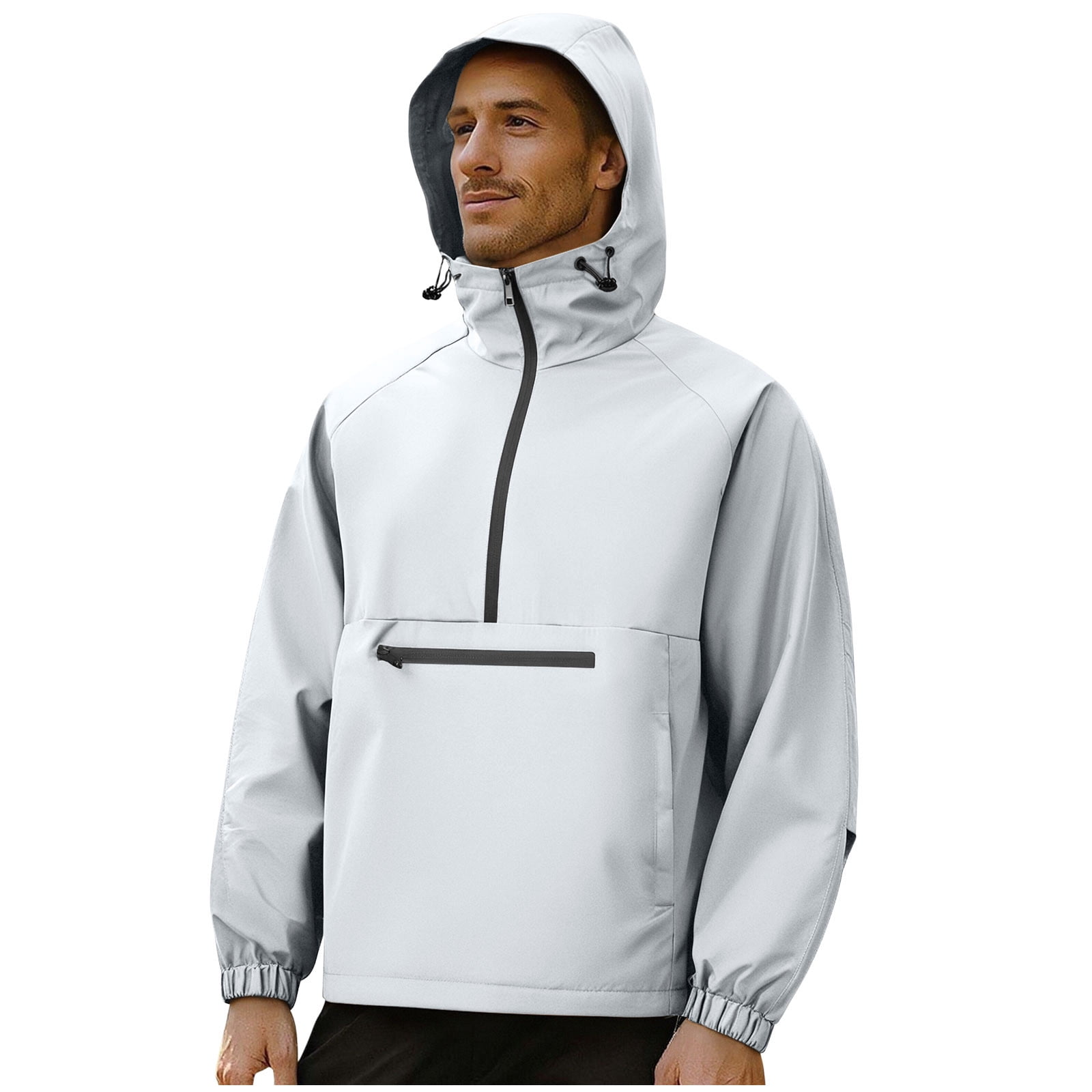 Wrtxtat Waterproof Jackets for Men Solid Color Long Sleeve Windbreaker ...