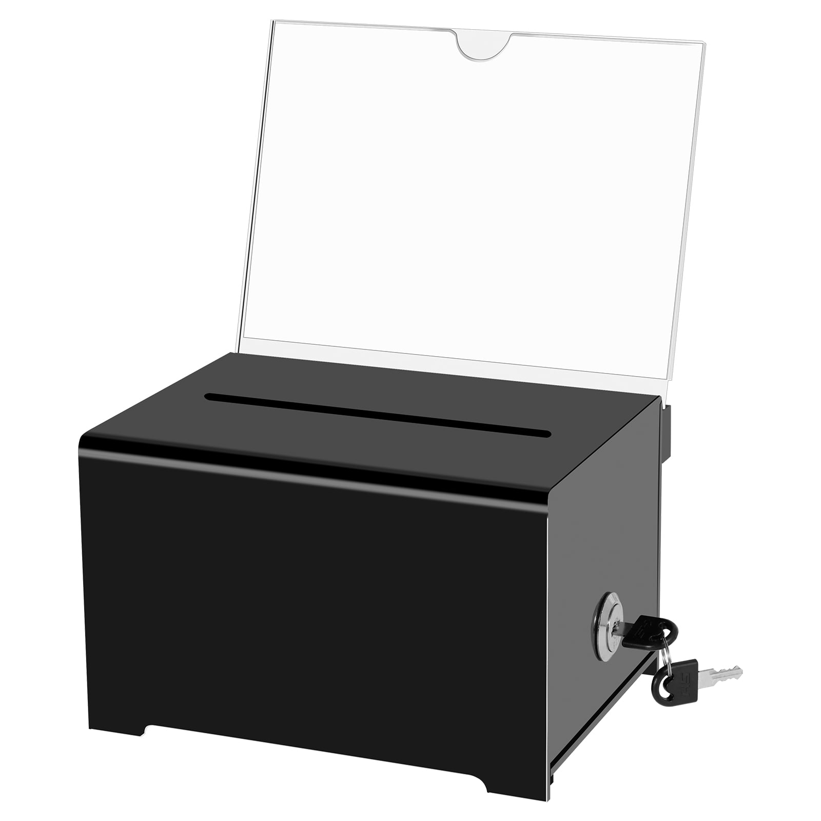 Wrvxzio 1 Pack Acrylic Donation Box with Lock, Black Ballot Box with ...