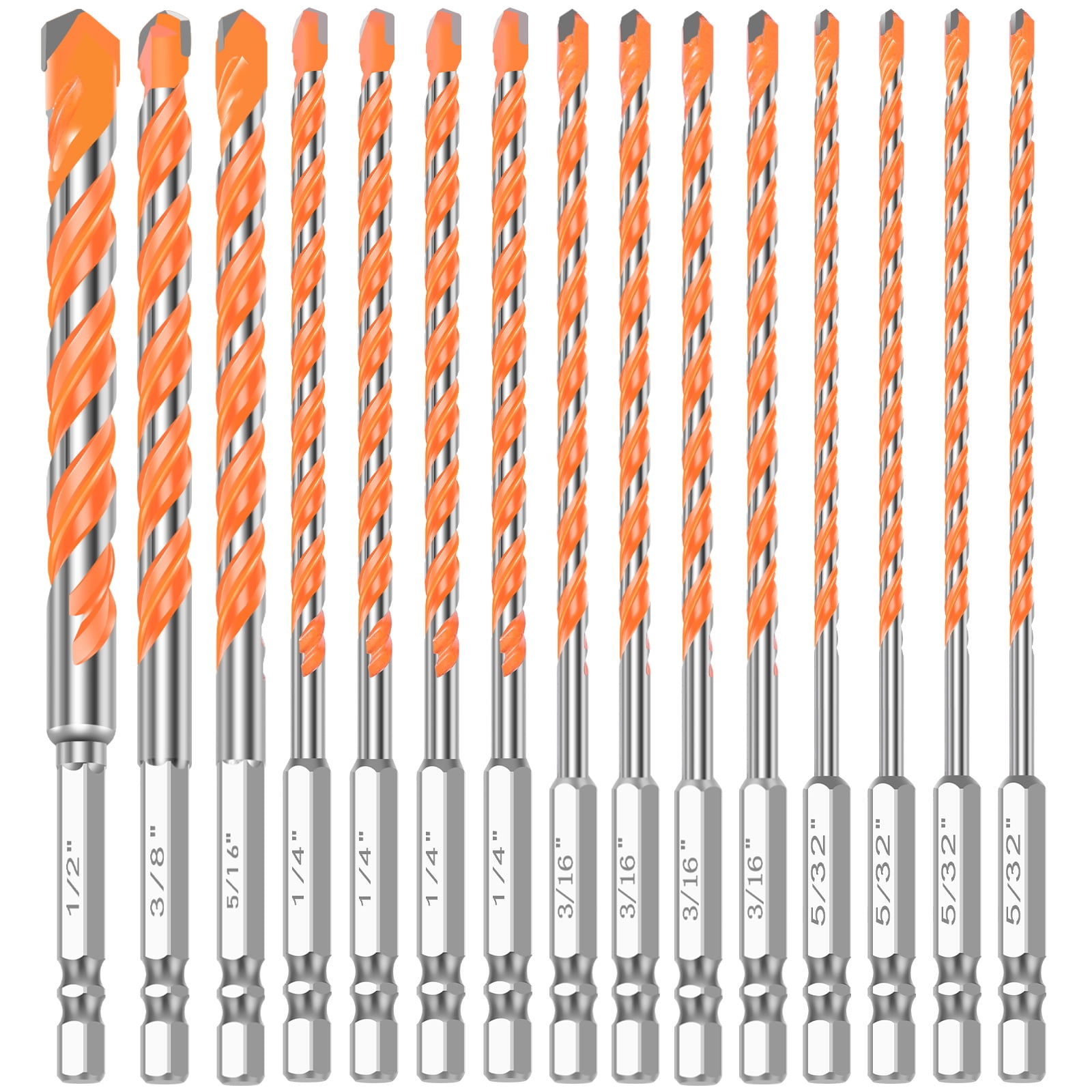 Wrvxzio 15Pcs 1/4 inch Concrete Masonry Drill Bits Dual U Groove Cement ...
