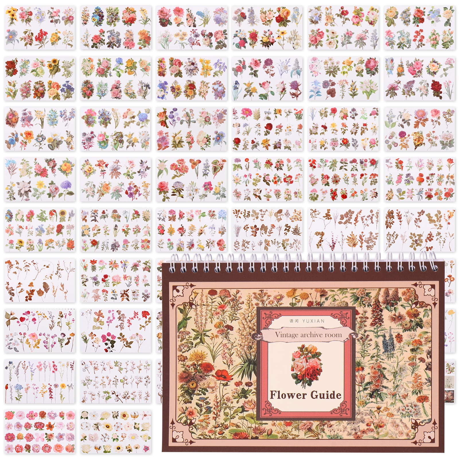 Wrvxzio 50 Sheets Botanical Washi Sticker Book for Junk Journaling ...