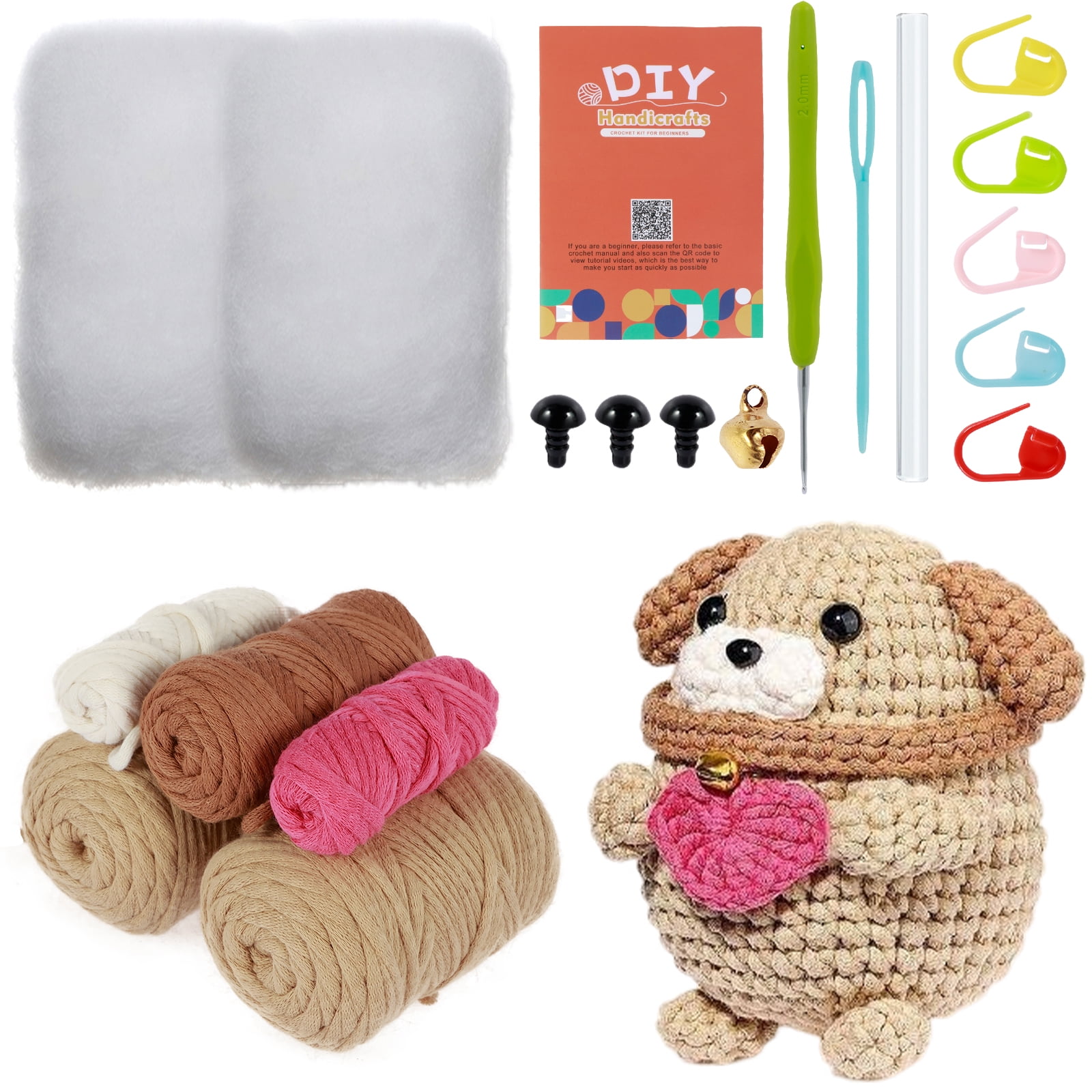 Wrvxzio Beginners Crochet Kit, Complete Crochet Kit with Yarn, DIY ...