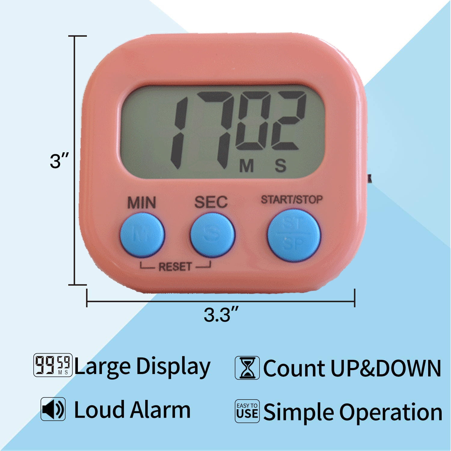 Wrvxzio Magnetic Backing, Count Up and Down LCD Pink Timer - Walmart.com