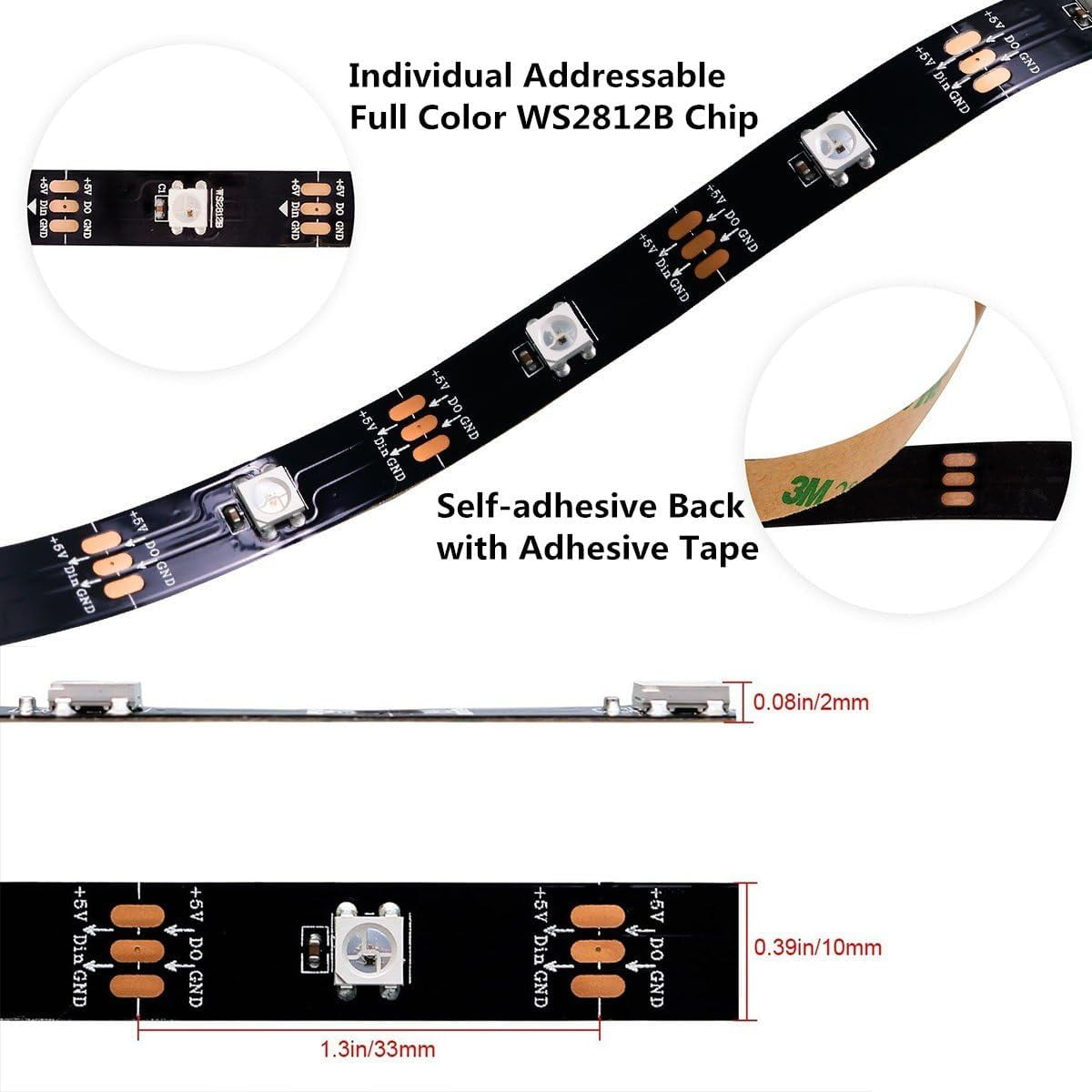 Ws2812B Led Strip Lights 16.4Ft 5M Ws2812B 150Leds Programmable ...