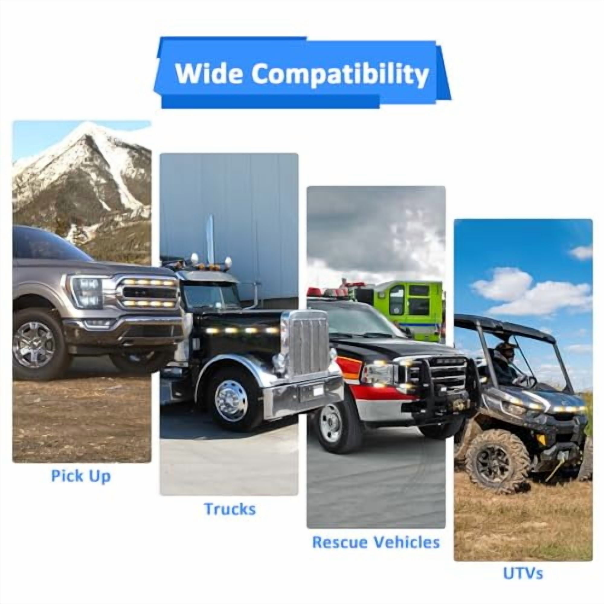 Wsays 24 LED White Amber Strobe Emergency Hazard Warning Light Surface ...