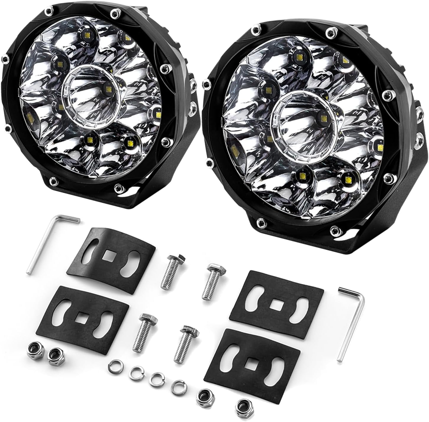 Wsays 5 Inch LED Light Pods Round Offroad Ditch Lights 6500LM Central ...