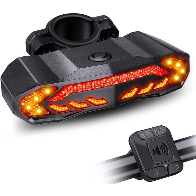 Wsdcam 5-in-1 LED Bike Tail Light with Signals, Brake, Horn, Alarm, USB Rechargeable with ...