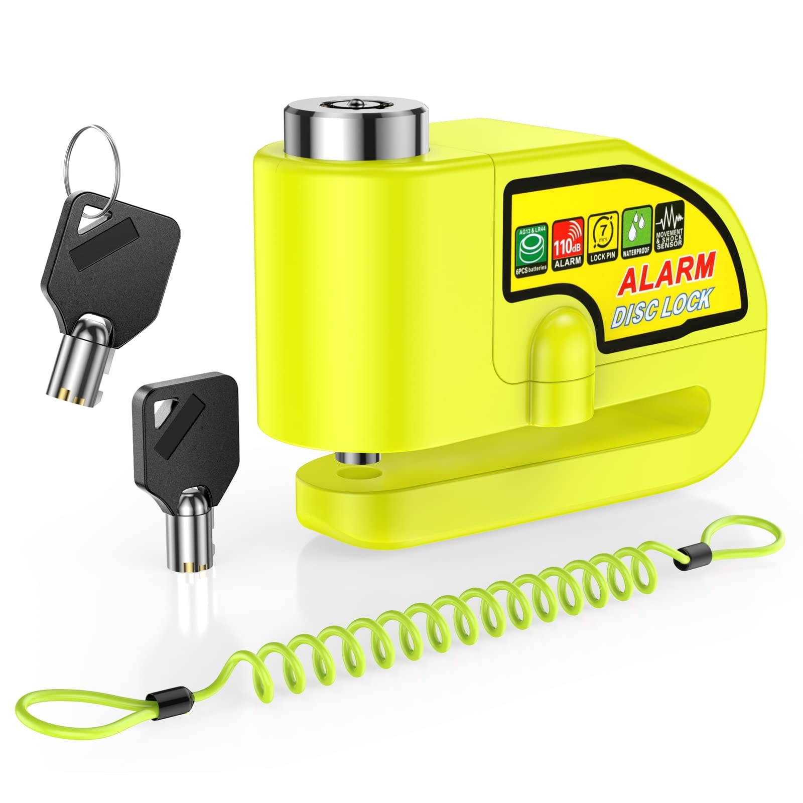 Wsdcam Motorcycle Alarm Disc Brake Lock with Anti Theft Security, 5ft ...