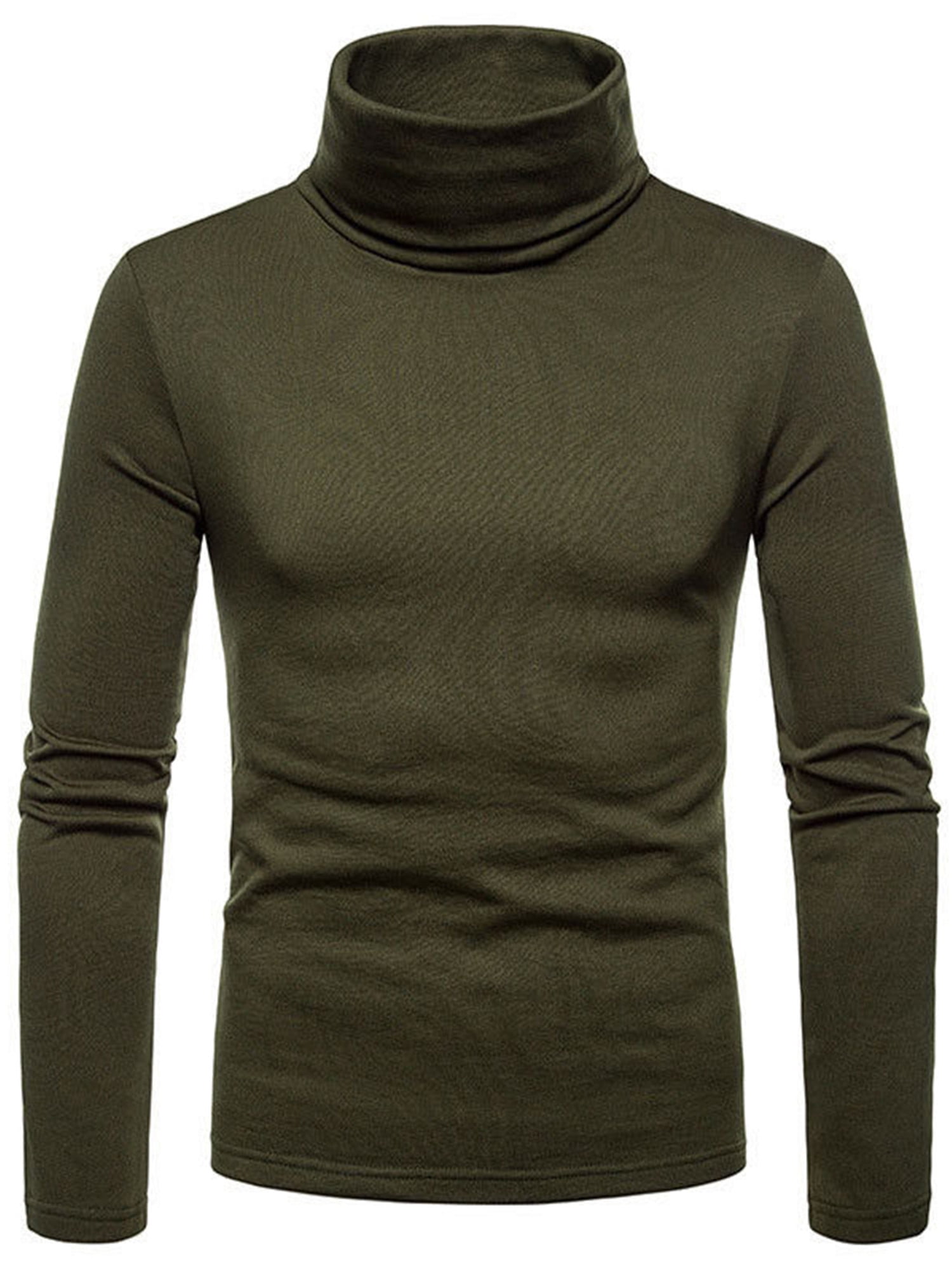 Wsevypo Men's Casual Slim Fit Basic Tops Knitted Thermal Turtleneck ...