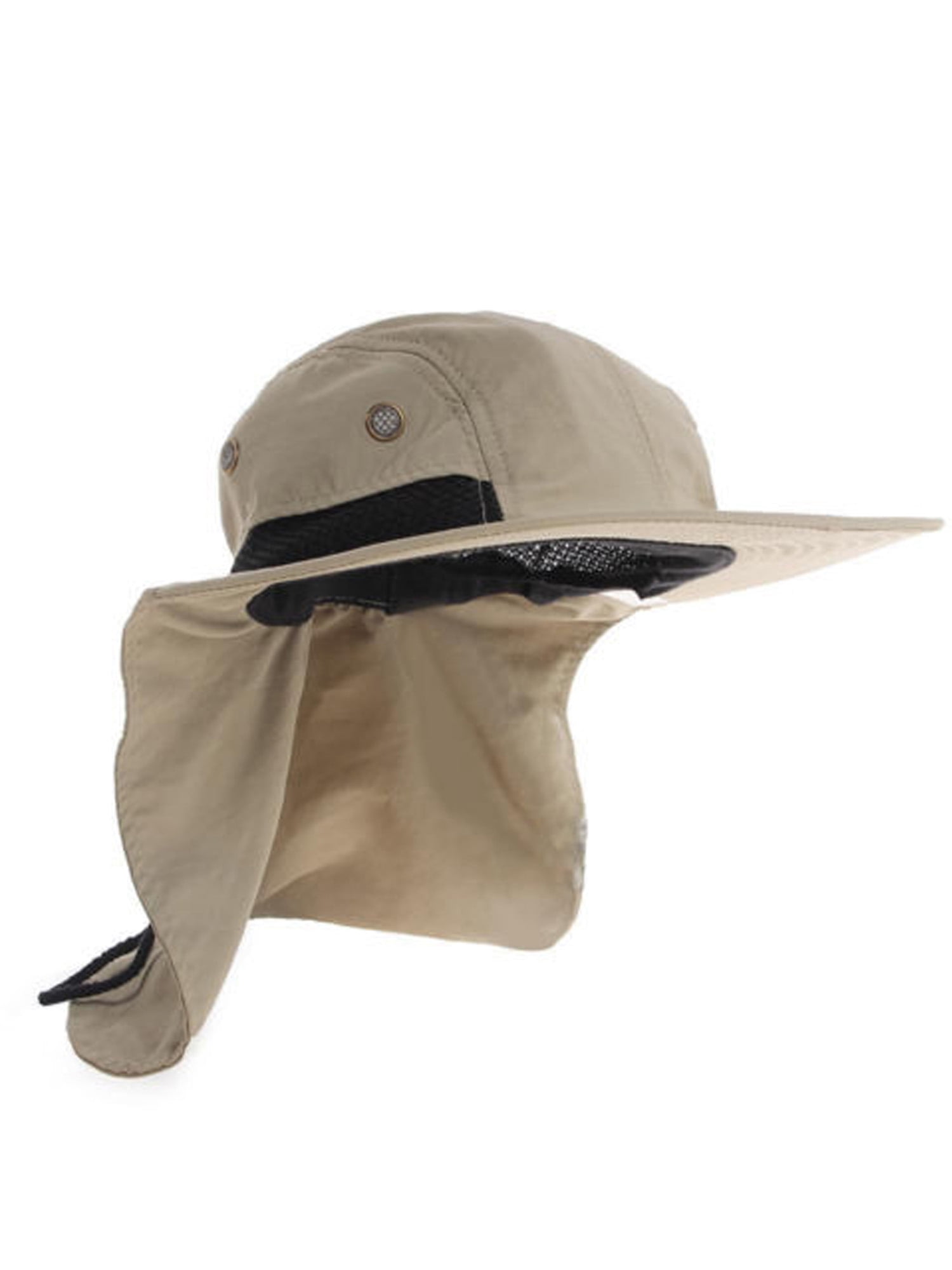 Mens UPF 50+ Sun Protection Cap Wide Brim Fishing Hat with Neck Flap ...