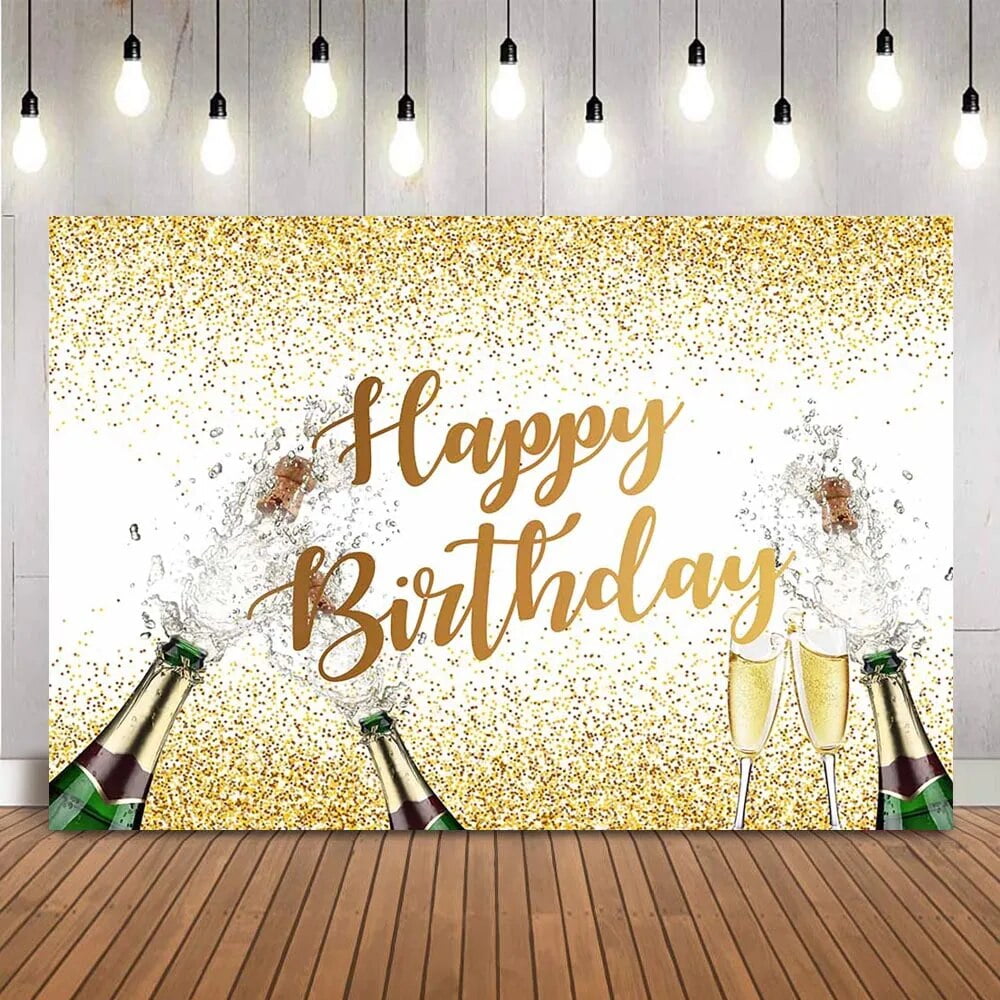 Wszystkiego najlepszego z okazji urodzin złota brokatowa tło strony szampana dla dorosłych temat ...