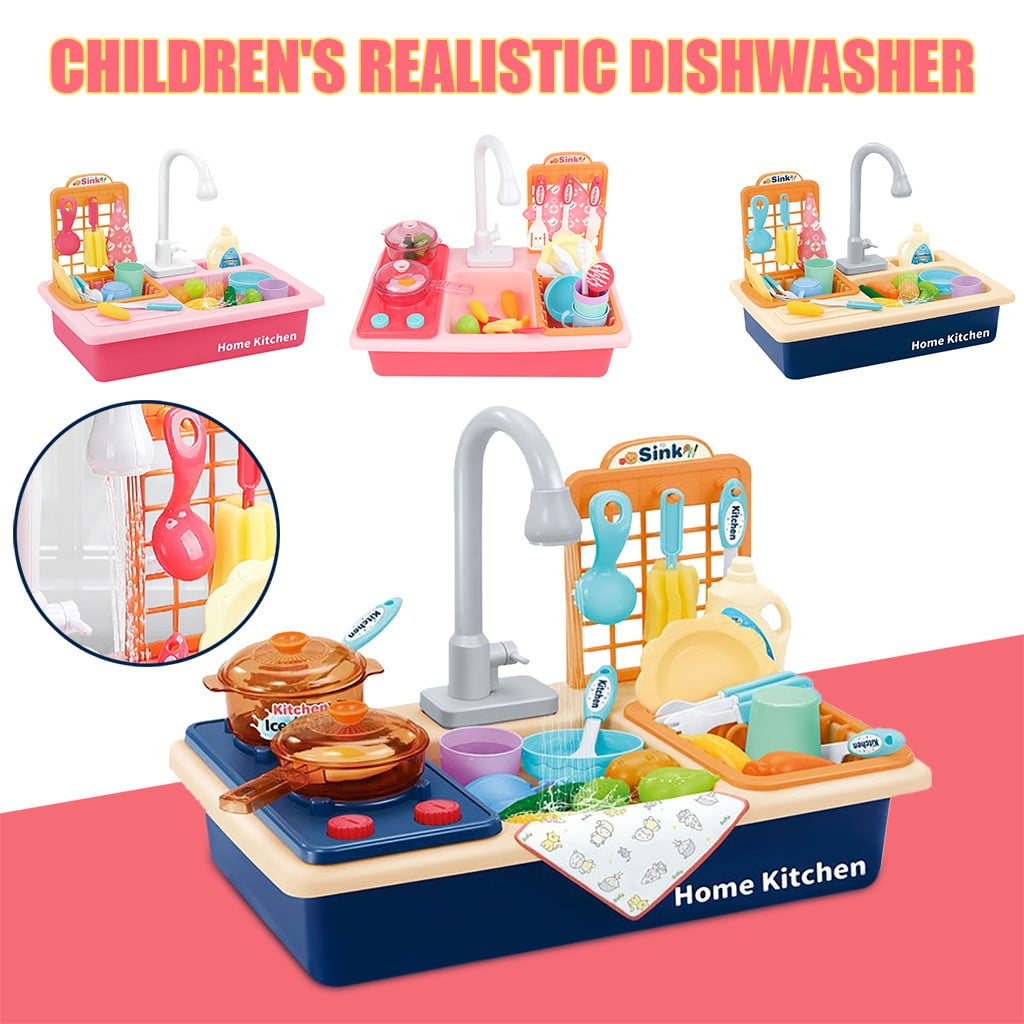 WtZbdo Color Changing Kitchen Sink Toys, Children Electric Dishwasher ...
