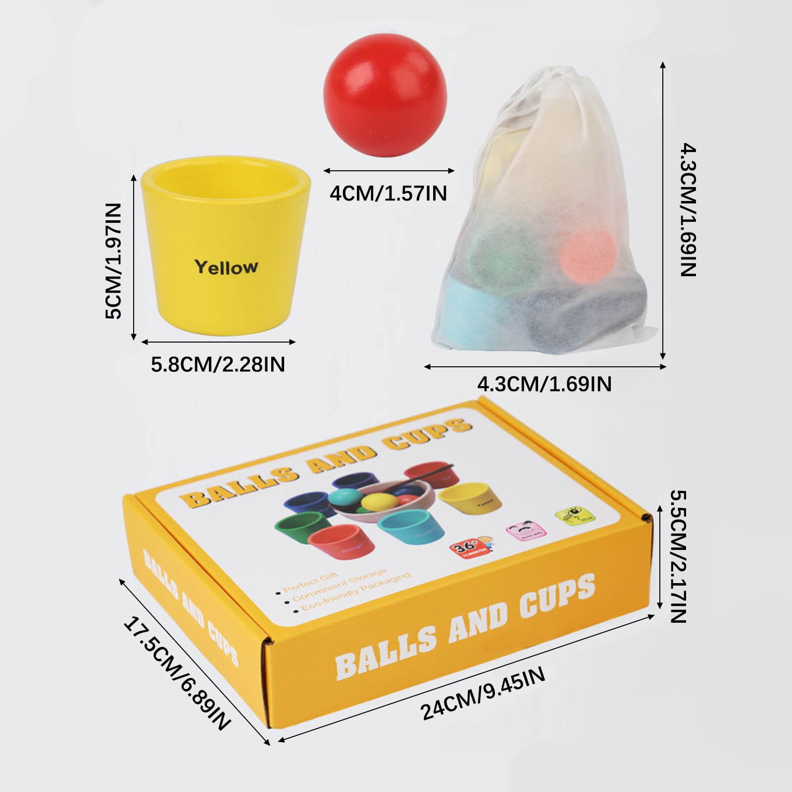 WtZbdo Large Rainbow Colored Sorting Ball in Cup | Preschool Color ...