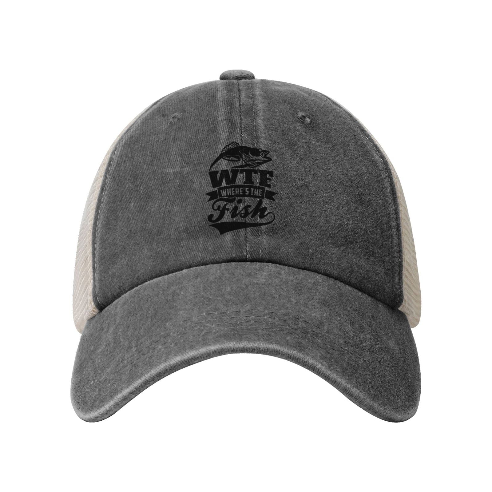 Wtf Where'S The Fish Unisex Cowboy Mesh Baseball Cap Adjustable Vintage ...