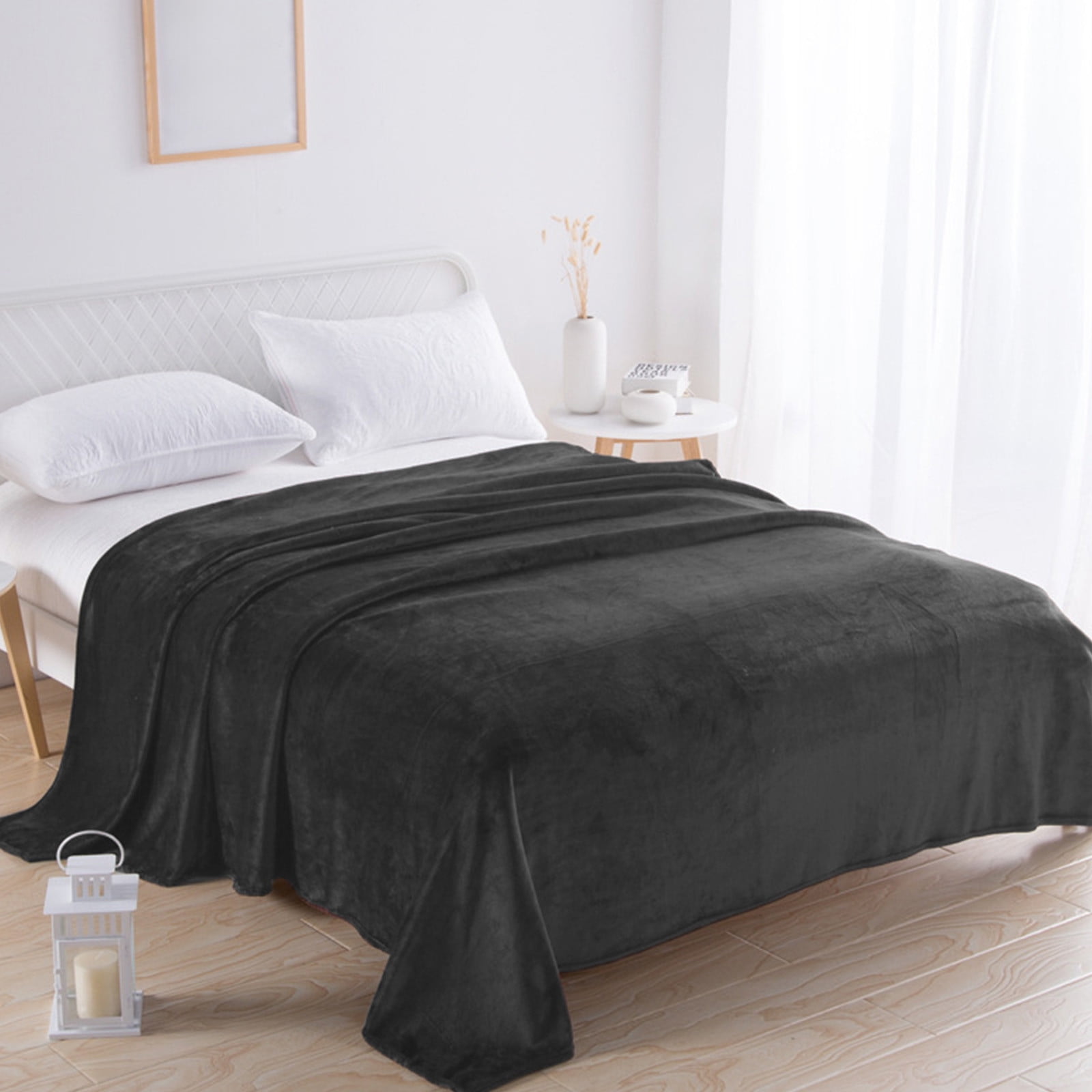 Wtgtog Solid Color Flannel Blanket Gift Gift Coral Velvet Conditioning ...