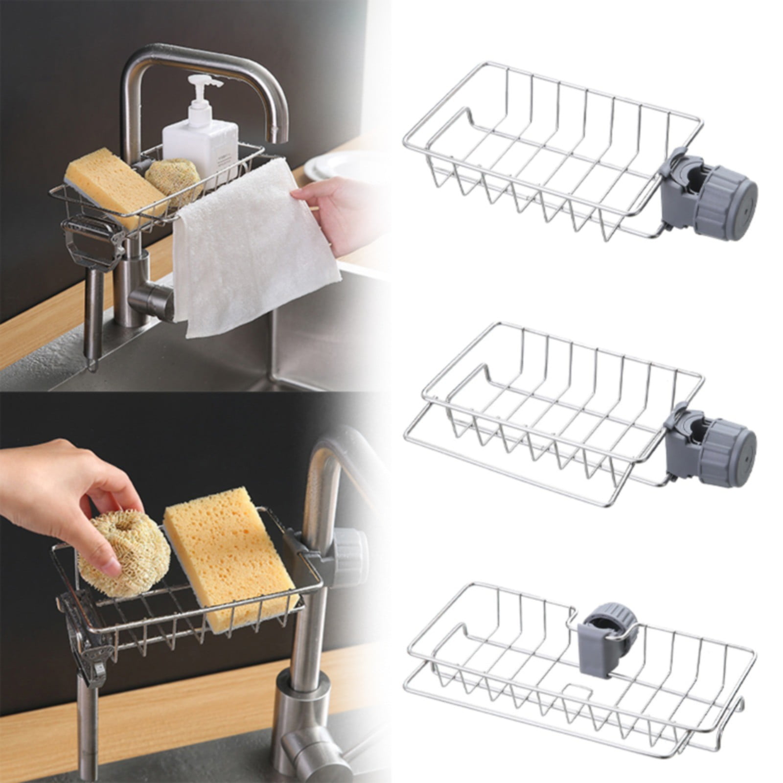 Wtsjunt Drain Rack Stainless Faucet Rack 2024 Upgraded Sponge Holder ...