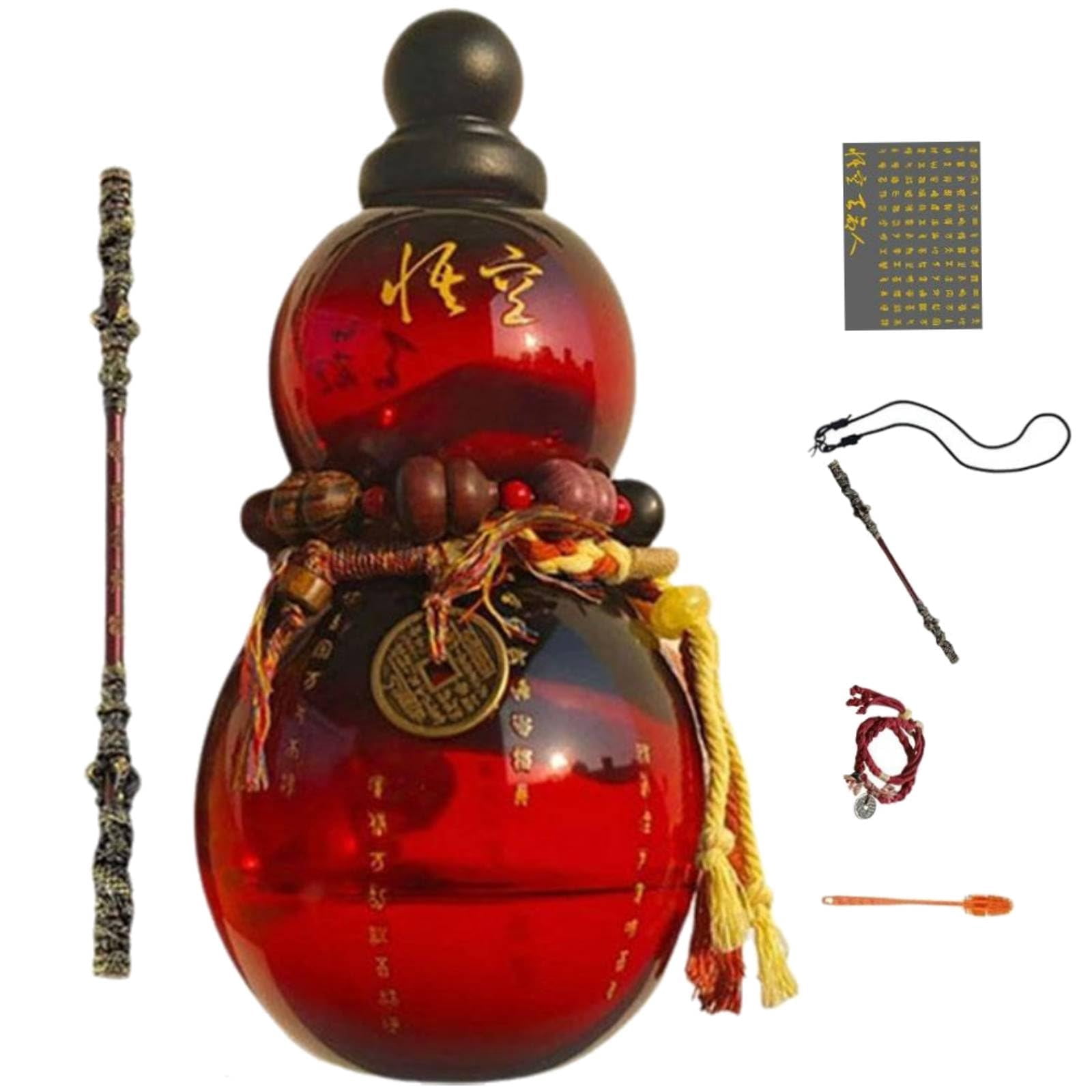 Wu Gourd Water Bottle, 34oz Chinese Red Retro-Inspired Clear Tritan ...