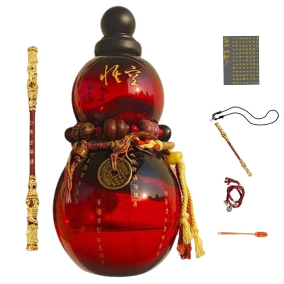 Wu Gourd Water Bottle, 34oz Chinese Red Retro-Inspired Clear Tritan ...