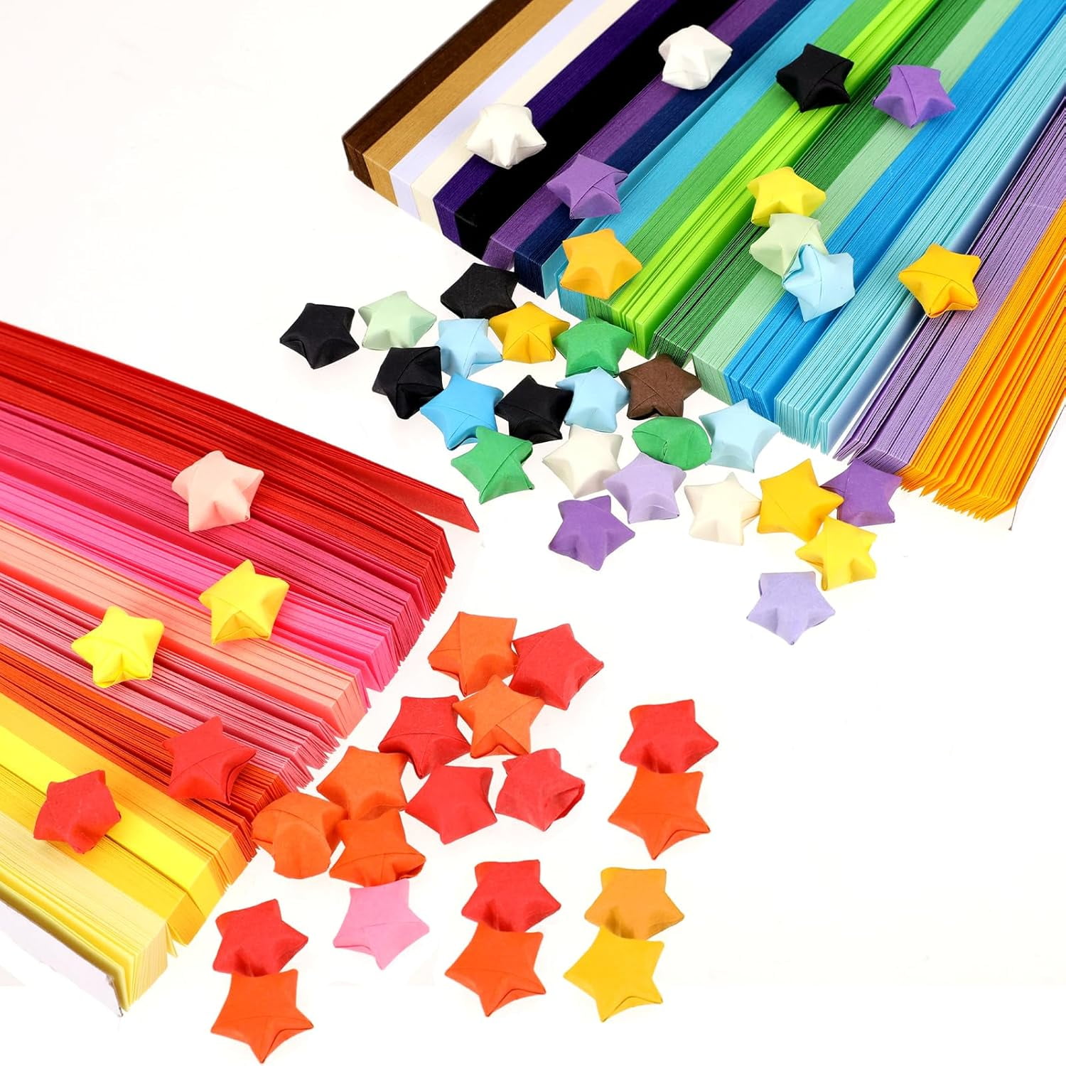 WuKongZK 1350 Paper Folding Star Paper Strips Sheets Solid Color Star ...