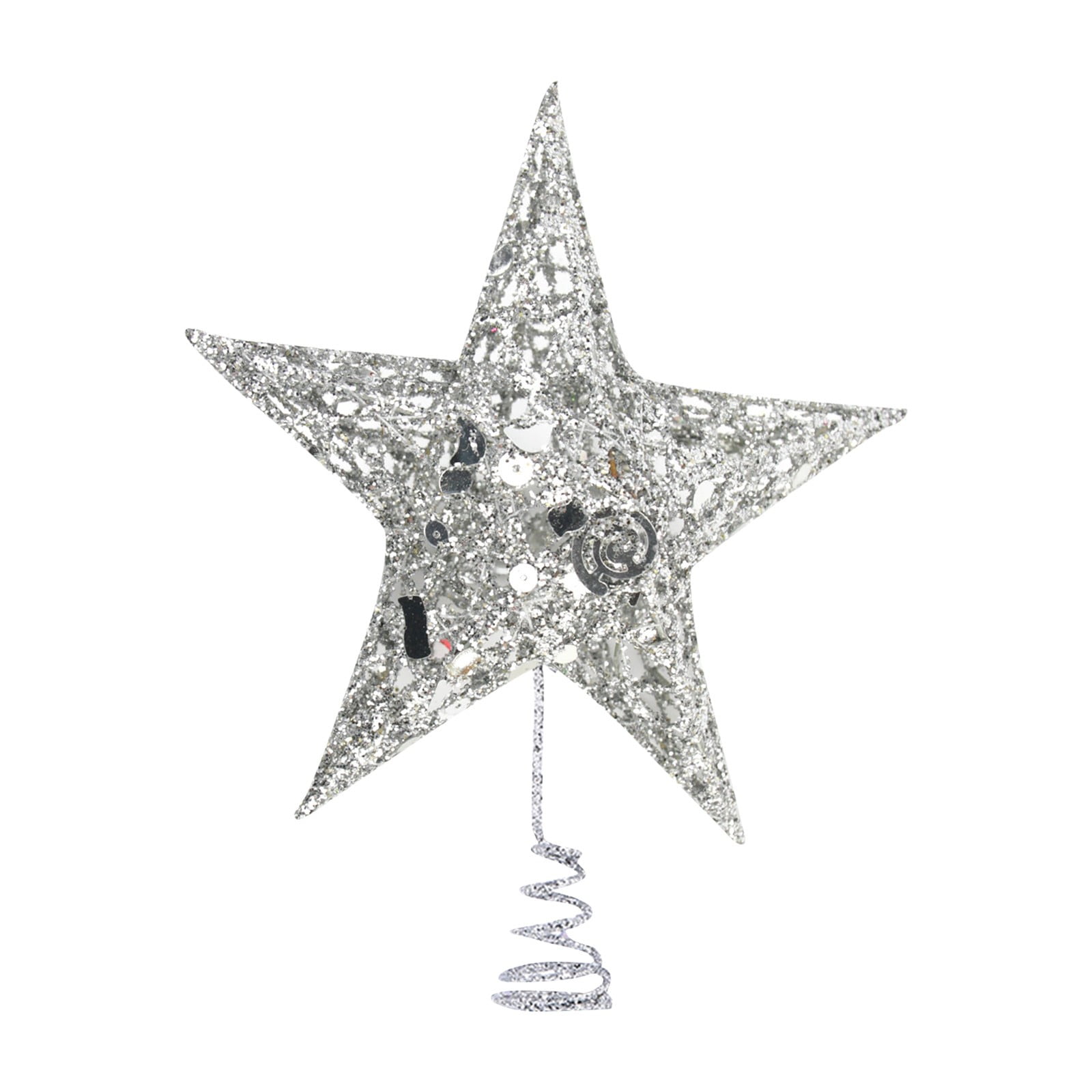 WuKongZK 1Pack Christmas Tree Star Mini Silver Christmas Tree Topper ...