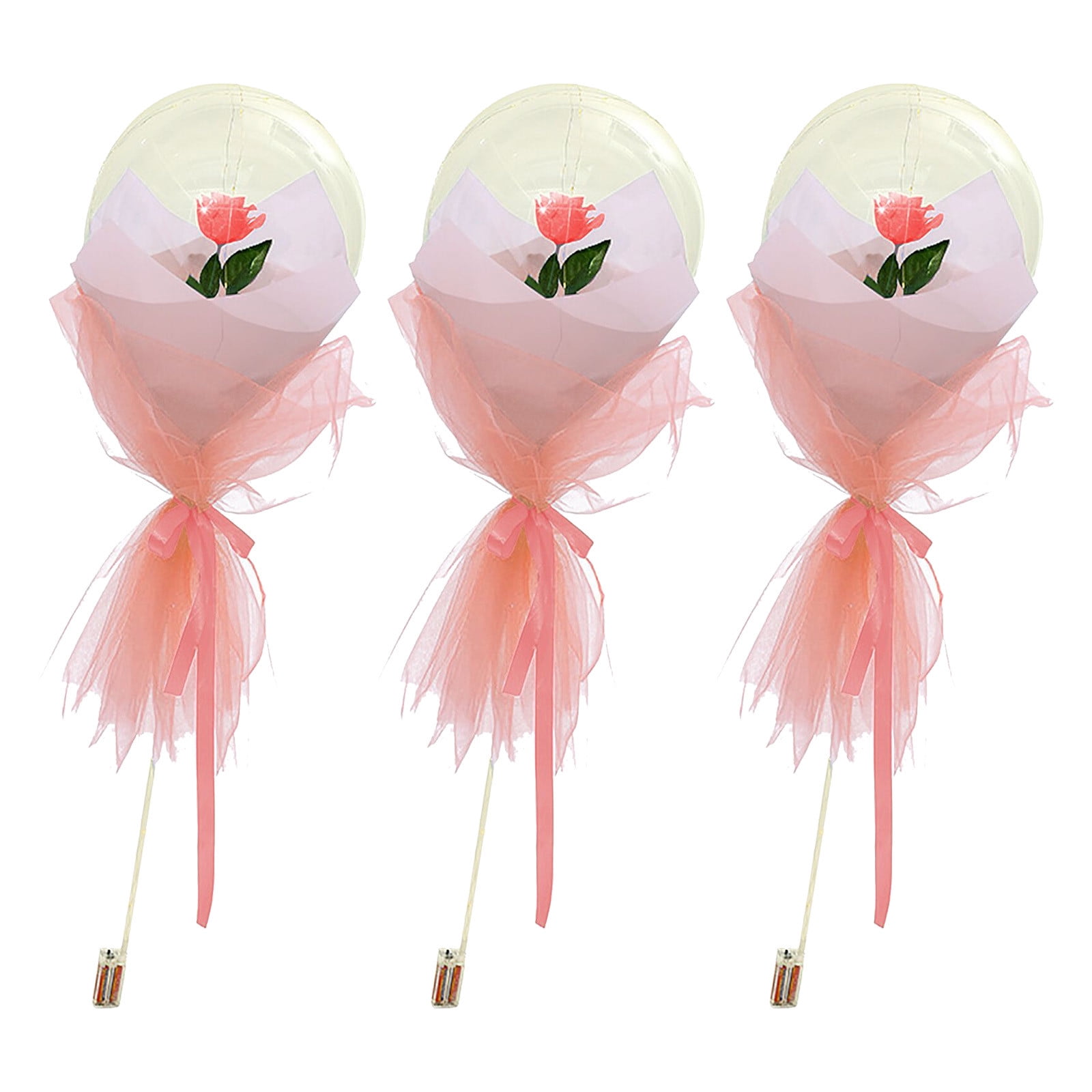 WuKongZK 3Pack Led Rose Balloon Bouquet,Diy Light Up Balloons,Led ...
