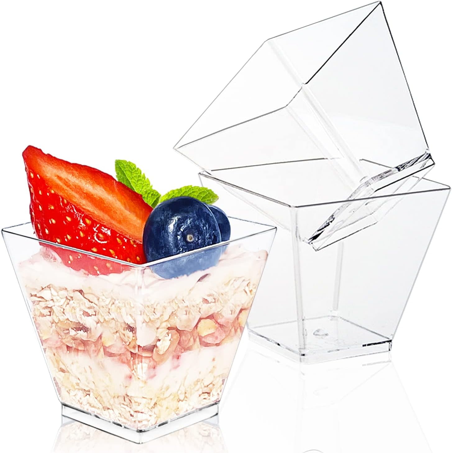 WuKongZK Elegant 50 Mini Square Hard Pack Dessert Cups For Parties ...