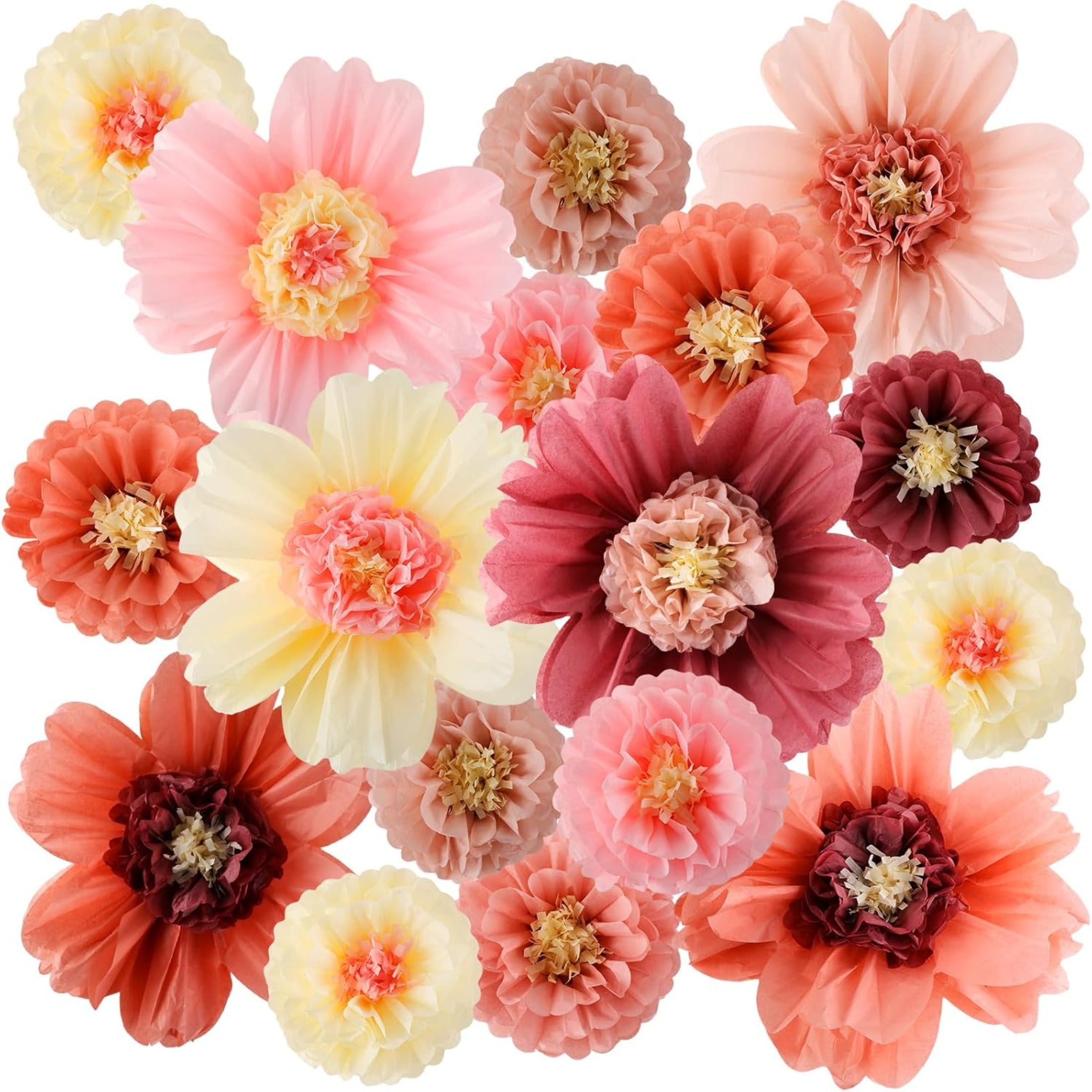 WuPing 12 Pcs Large Colorful Tissue Paper Flowers Decorations, 20"&10 ...