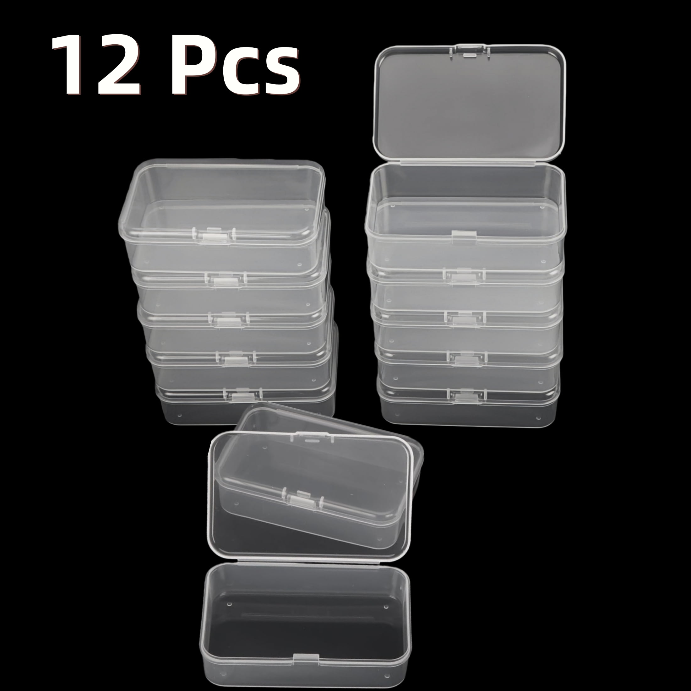 WuPing 12 Pcs Mini Plastic Storage Boxes with Lid, 3.3×2.4 Inches Clear ...