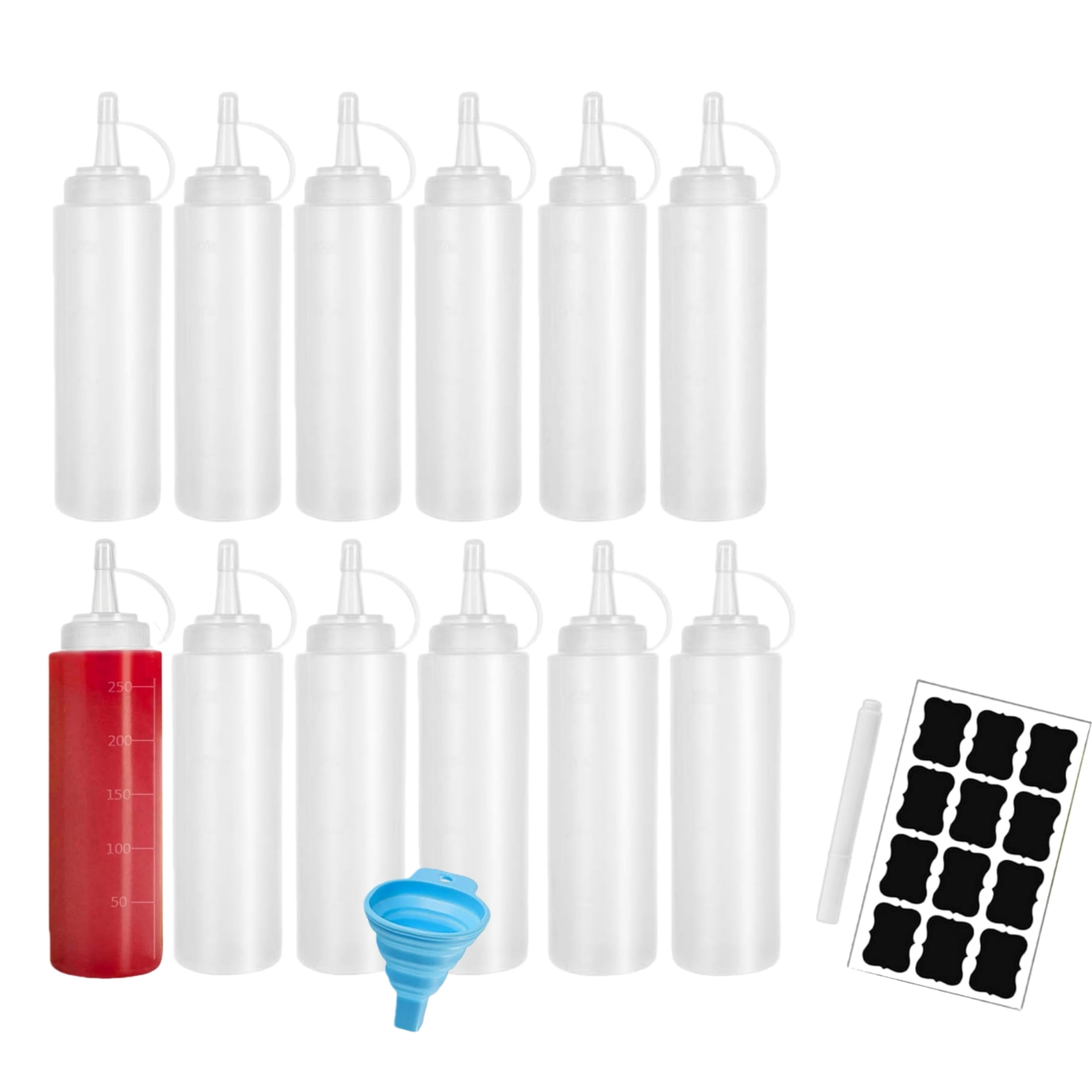 WuPing 12 Pcs Plastic Squeeze Bottles 8oz Condiment Squeeze Bottles ...