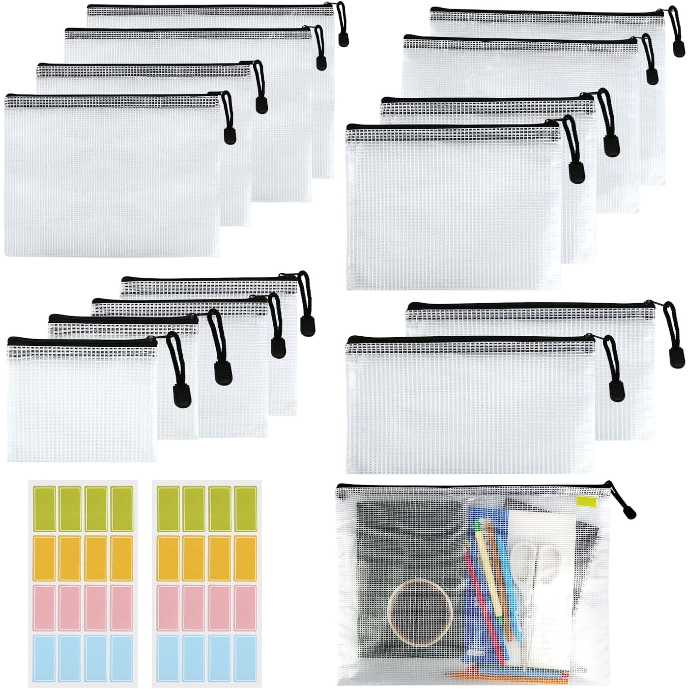 WuPing 15 Pcs Document Wallets File Zipper Binders File Bags, Size: A4 ...