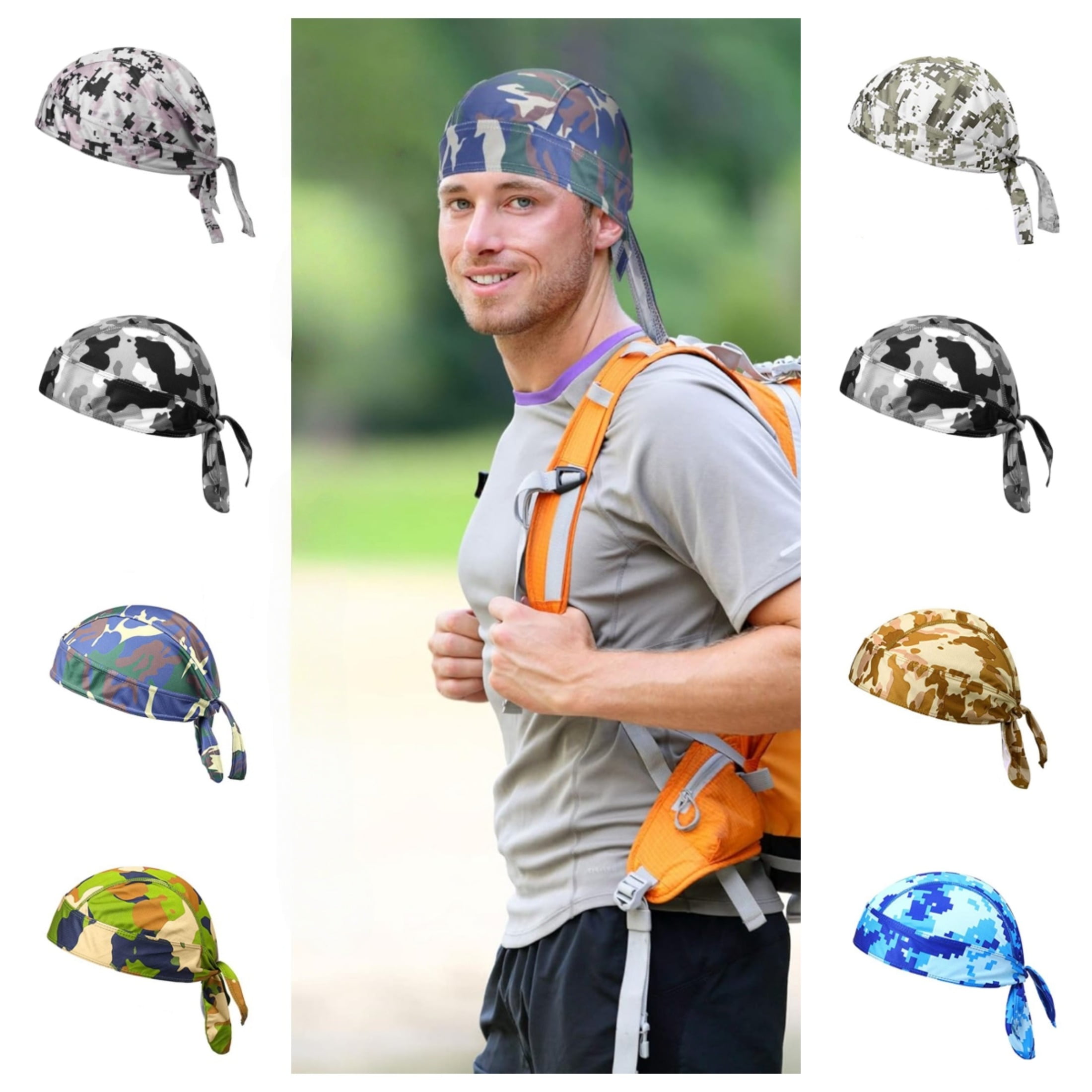 WuPing 8 Pack Do Rag Skull Caps, Sweat Wicking Hats, Motorcycle Riding ...